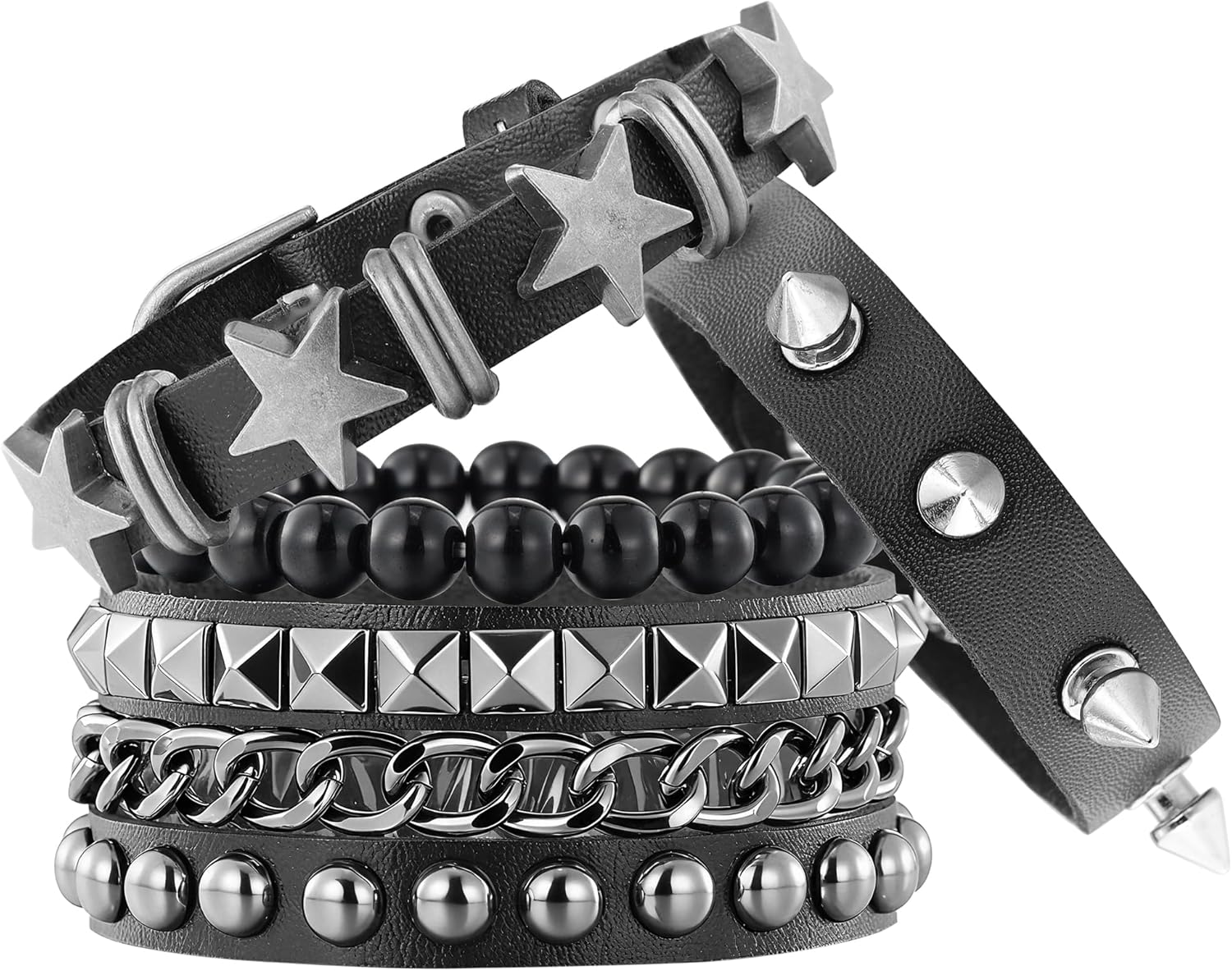 Amazon.com: Eigso Punk Rock Studded Bracelet Set for Women Men Vintage ...