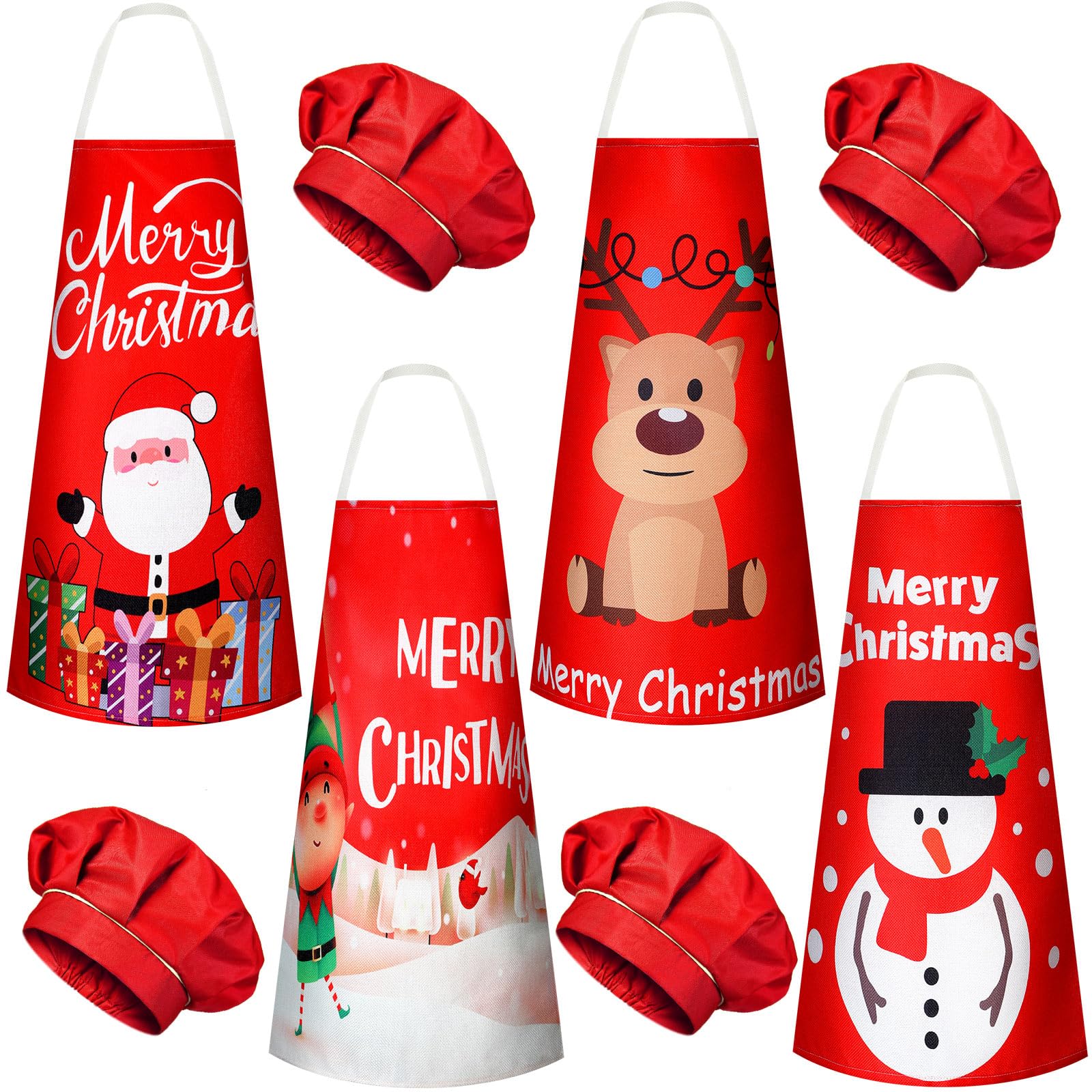 Amazon.com: Hoolerry 4 Set Christmas Kids Apron and Chef Hat Boys Girls ...
