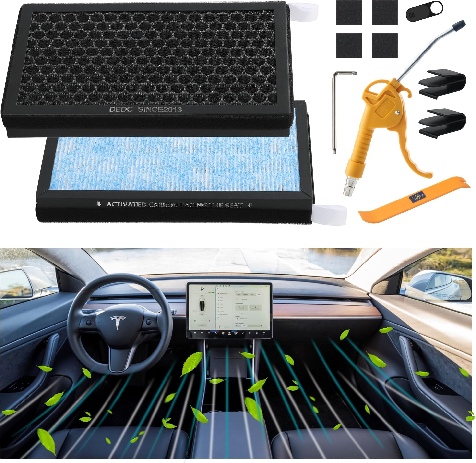 Amazon.com: Ragoo Tesla Model Y Cabin Air Filter HEPA Air Intake Filter ...