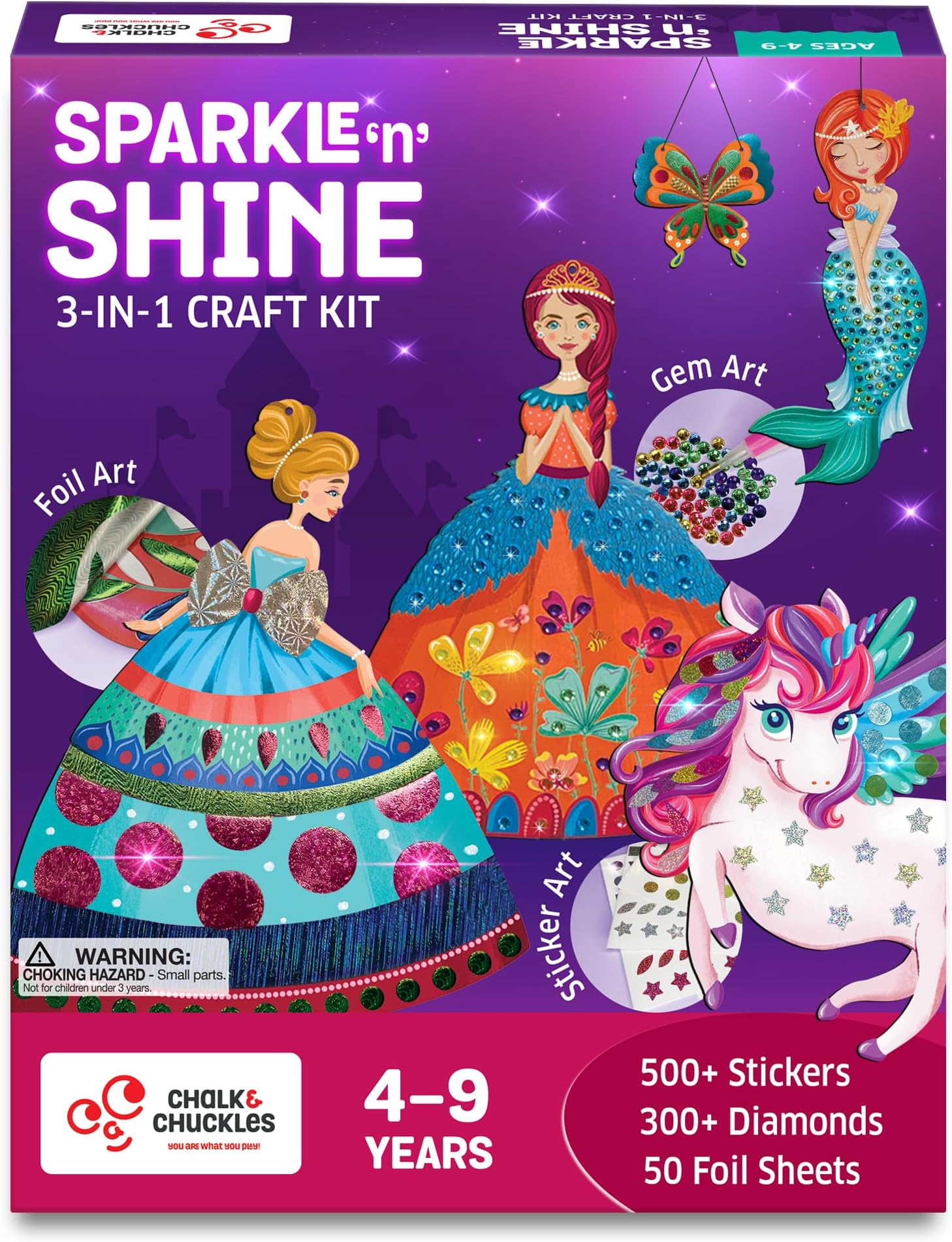 Buy Chalk and Chuckles Sparkle & Shine – 3-in-1 Craft Kit for Girls ...