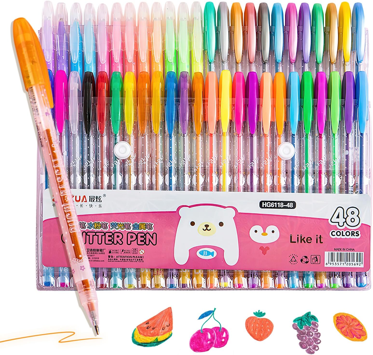 48 Pluma de Gel de Colores,con Colores Metálicas,Glitter,Pastel Y Neón ...