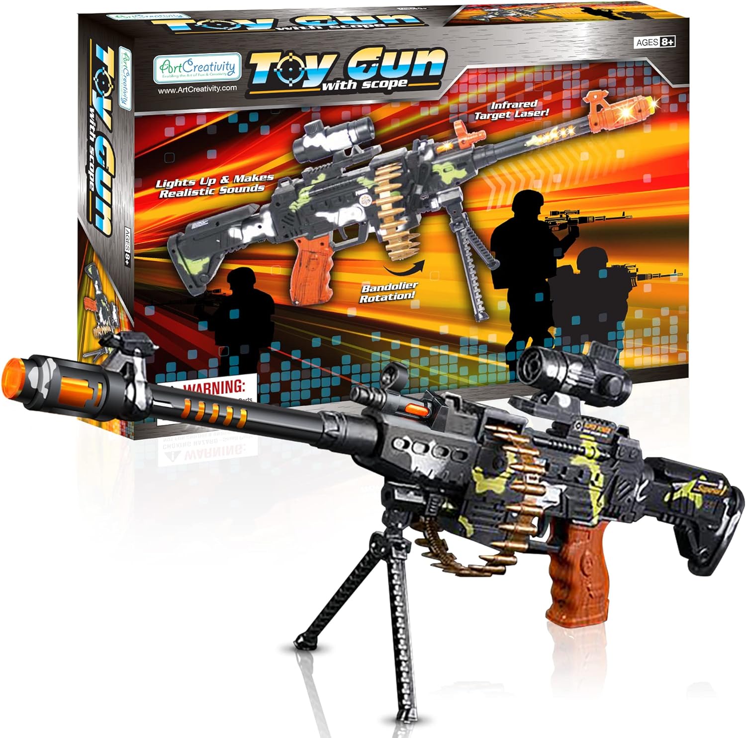 ArtCreativity Toy Machine Gun with Scope, Stand & Carrying Strap ...