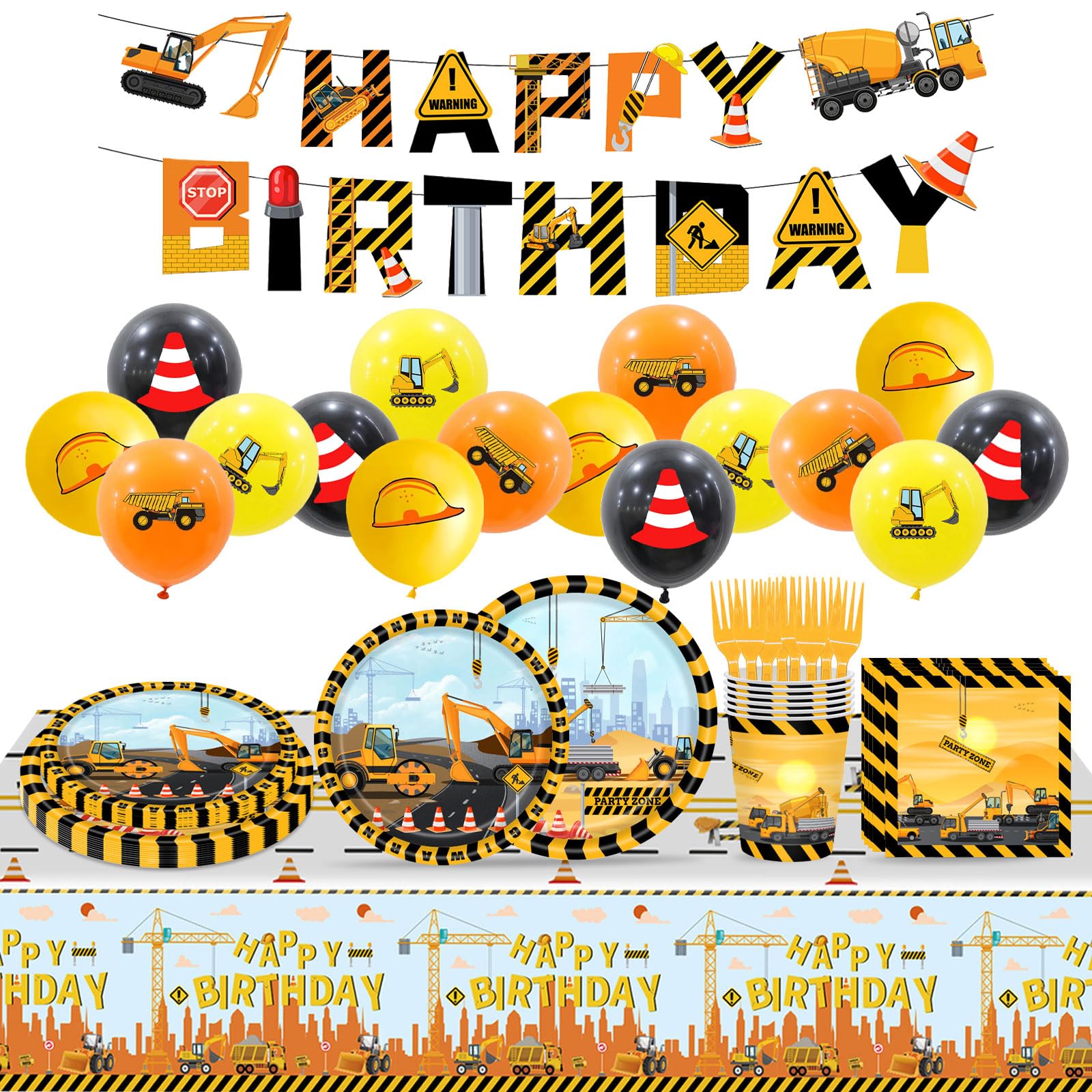 Construction Birthday Party Supplies Serve 20 Construction Party ...