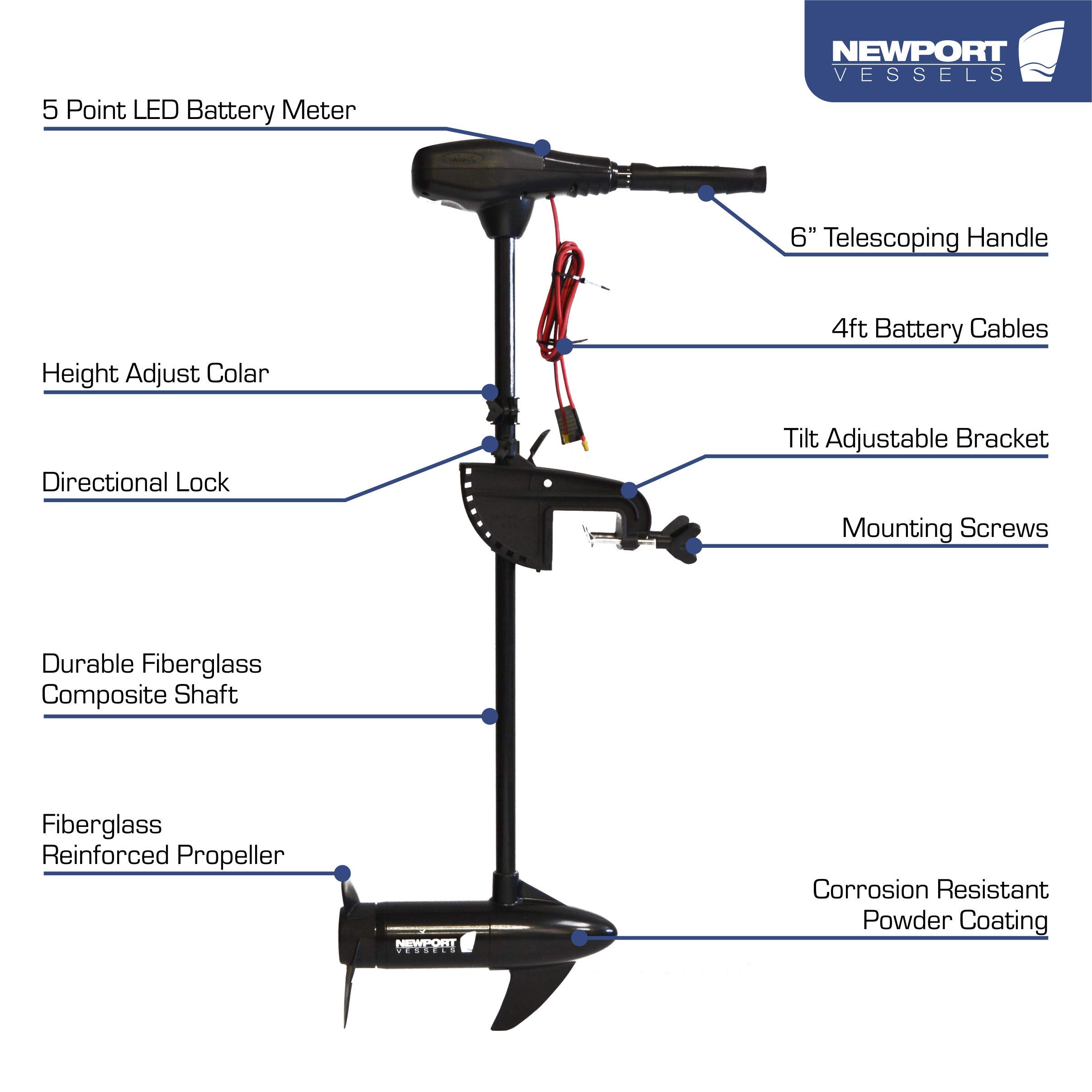 Newport Vessels NV-Series 62lb Thrust Saltwater Transom Mounted ...