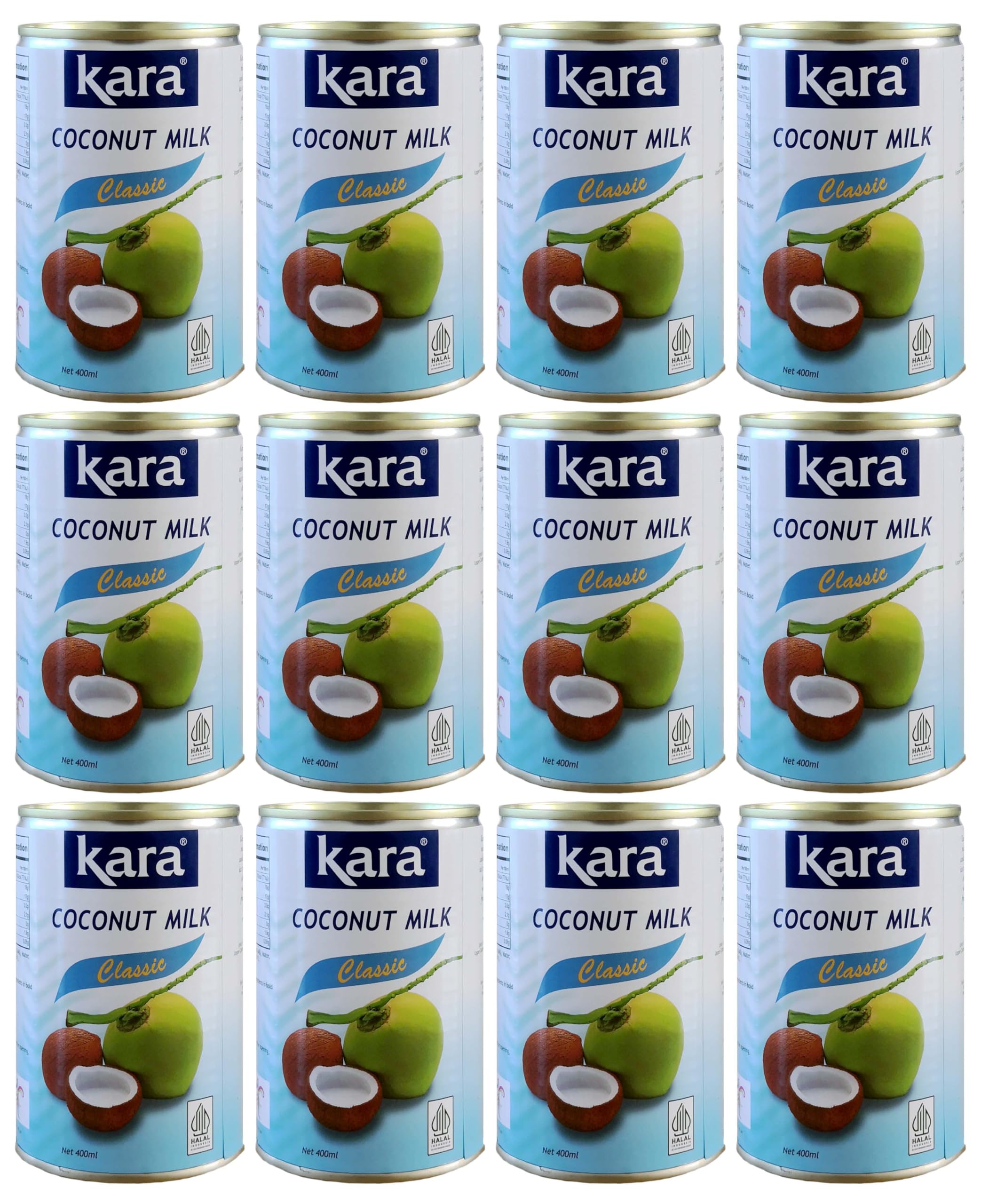 Kara Classic Coconut Milk Tinned, 400ml (Pack of 12) - Rich & Creamy ...