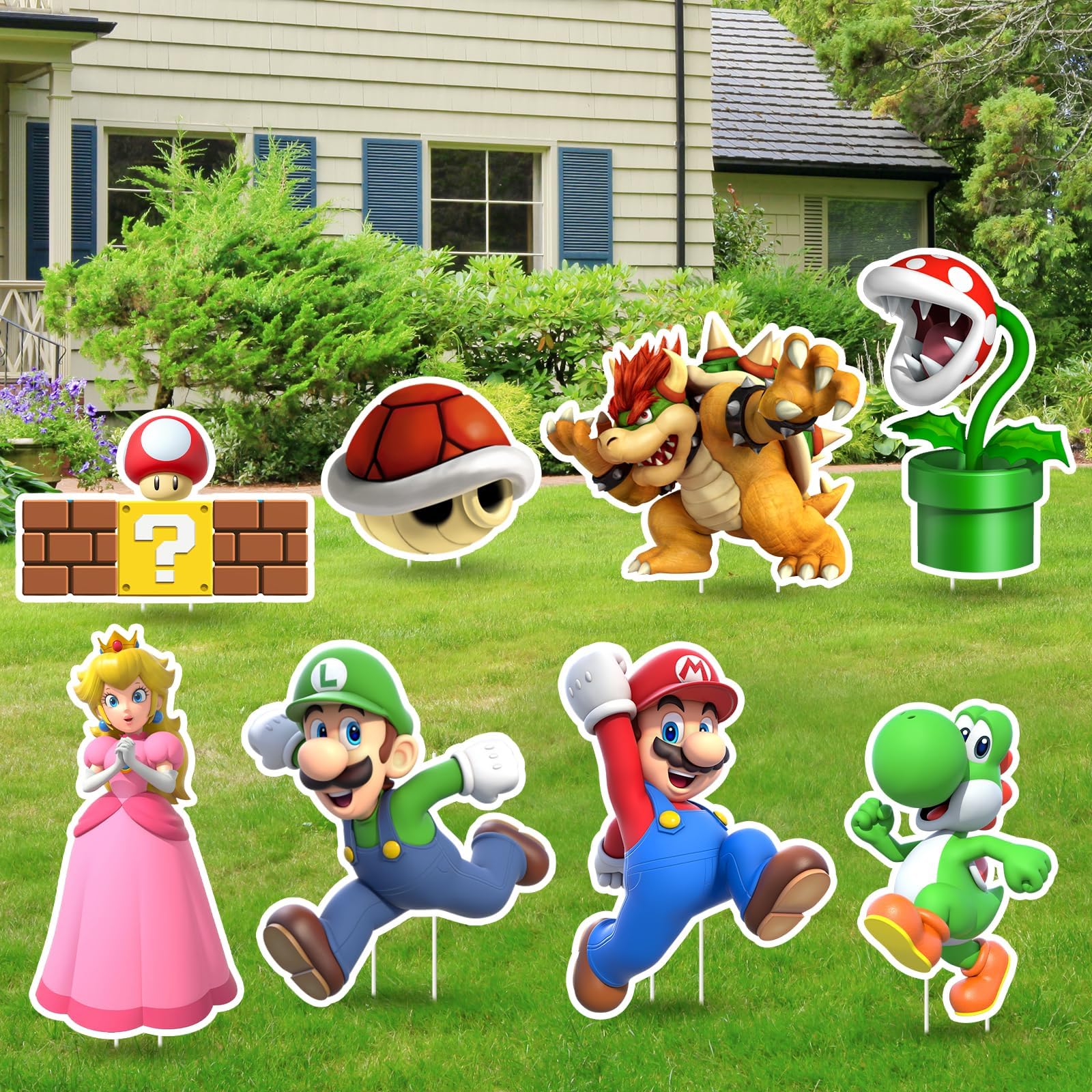 Amazon.com : 8 PCS Mario Yard Signs With Stakes, Mario Party Supplies ...