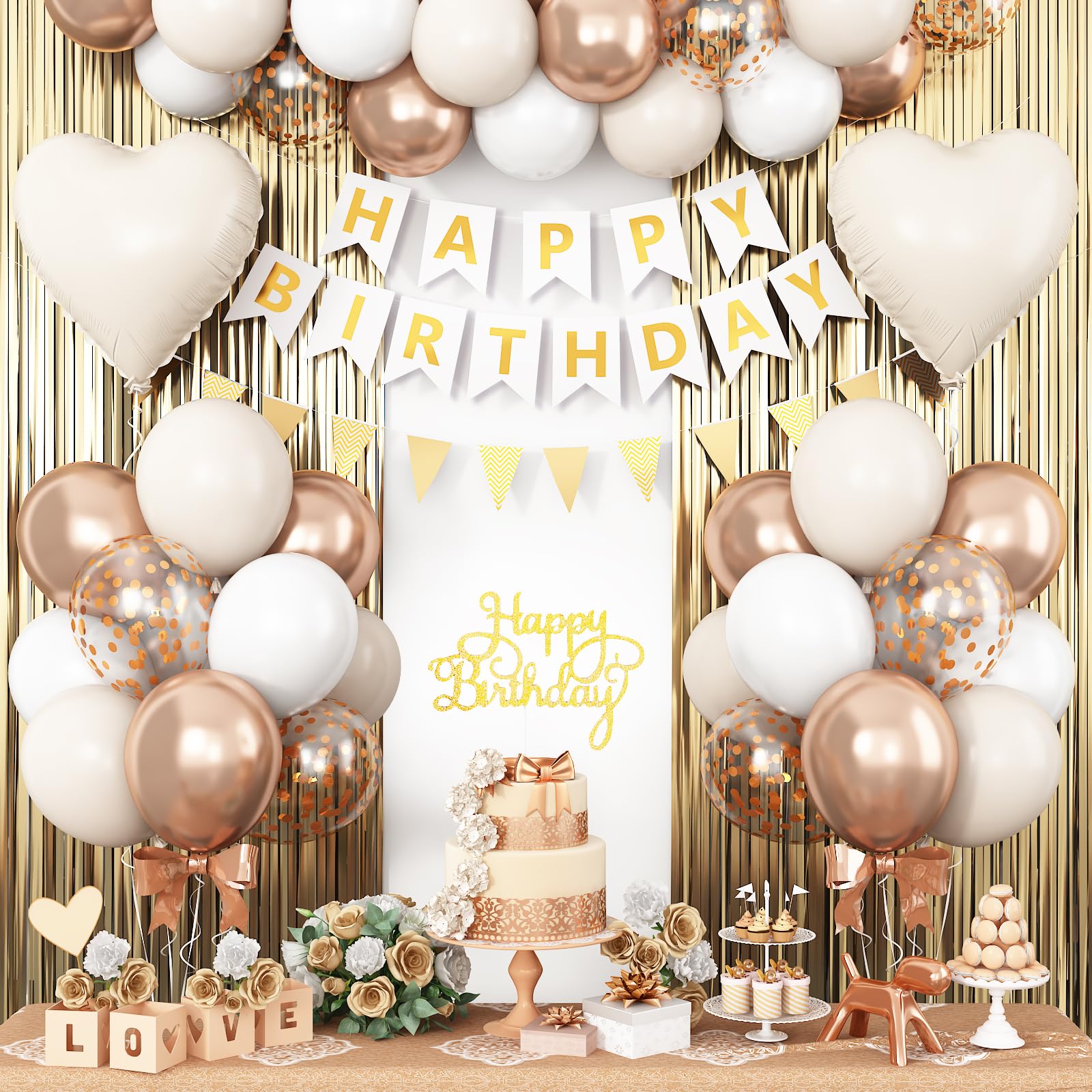 Amazon.com: White Sand Gold Birthday Decorations,Party Decorations with ...