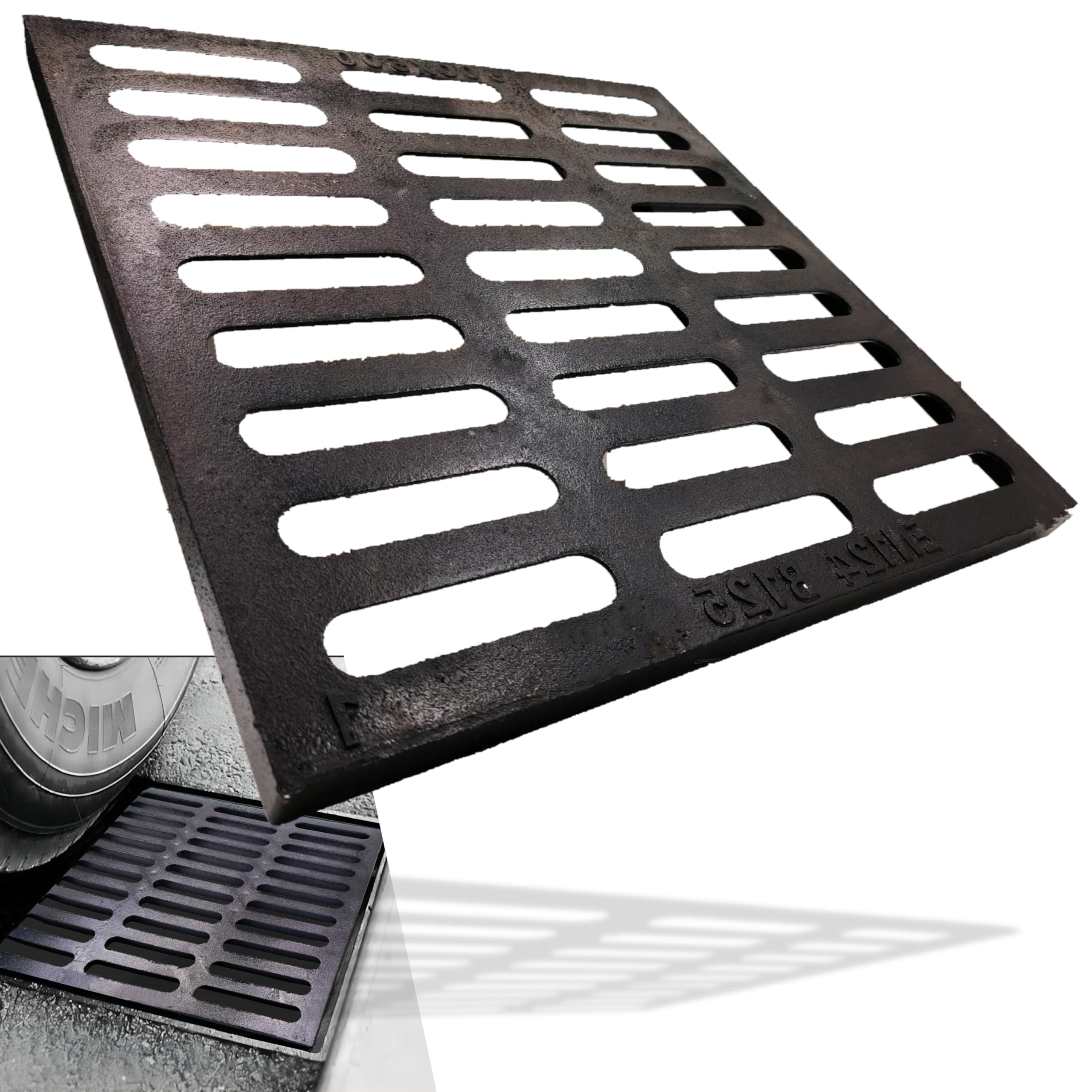 MASSLUNT Cast Iron Drain Grate, 20x20 Outdoor Drain Cover, C Class ...