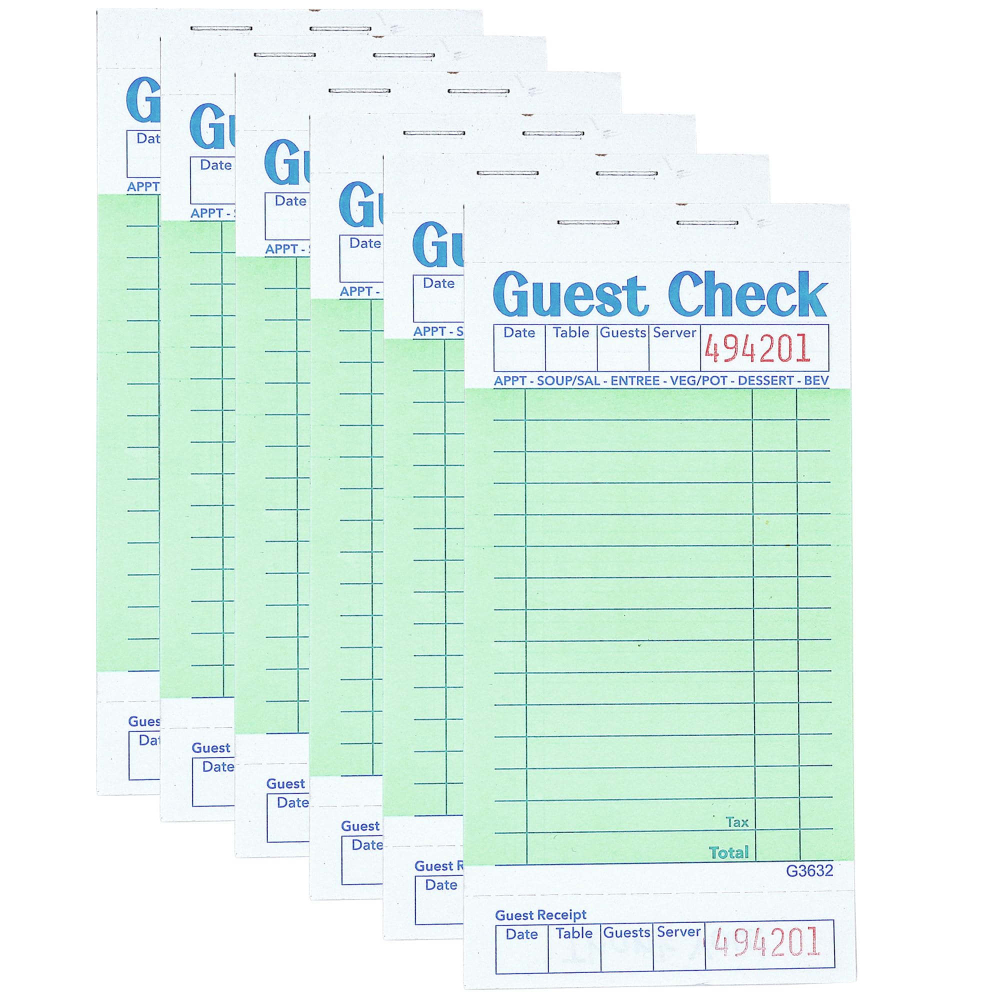 Amazon.com: Officeva Guest Checks Server Note Pads 6 Pack 300 Orders ...