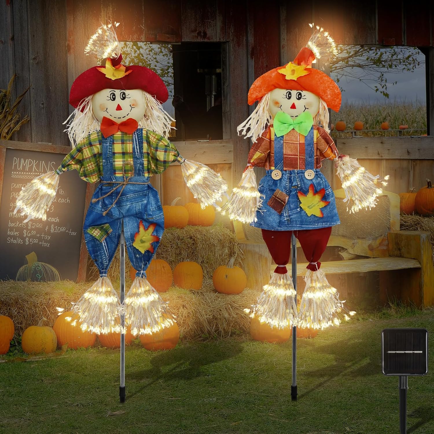 Amazon.com : Kenburg 2 Pcs Fall Scarecrow Decor for Outdoor ...