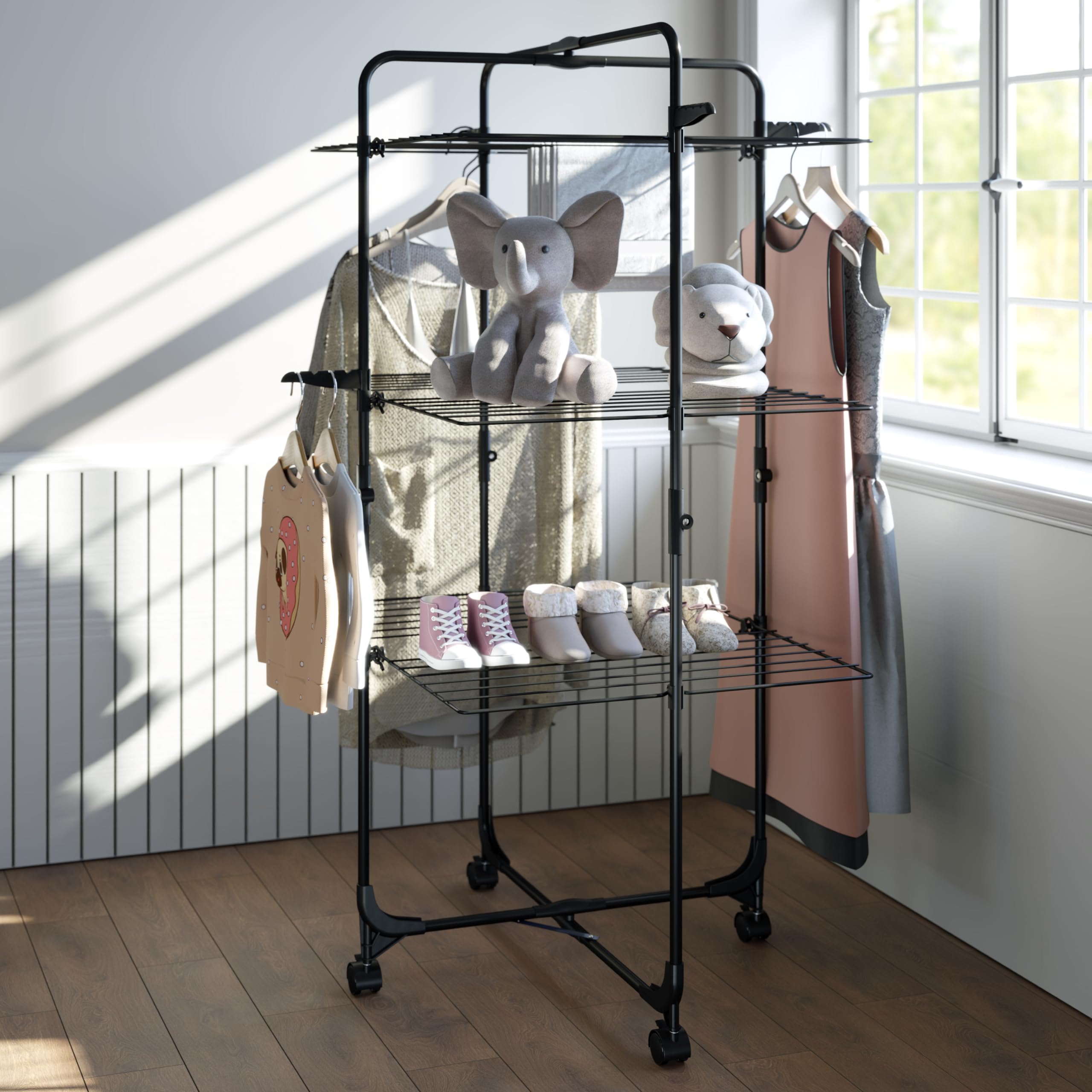 Snapklik.com : APEXCHASER Clothes Drying Rack, 3-Tier Collapsible ...
