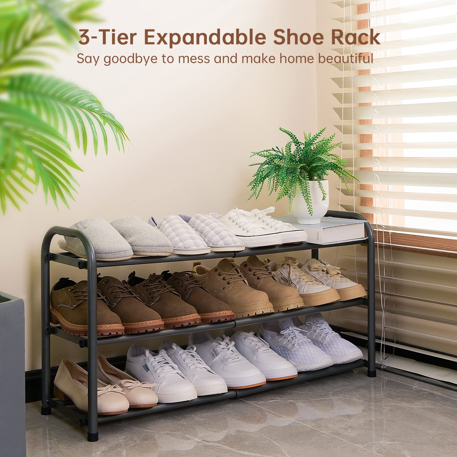 Snapklik.com : 3-Tier Expandable Shoe Rack,Adjustable Shoe Shelf ...