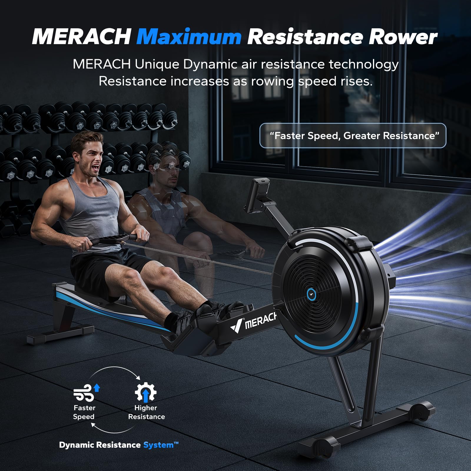 Snapklik.com : Rowing Machines For Home, Adjustable Air Resistance ...