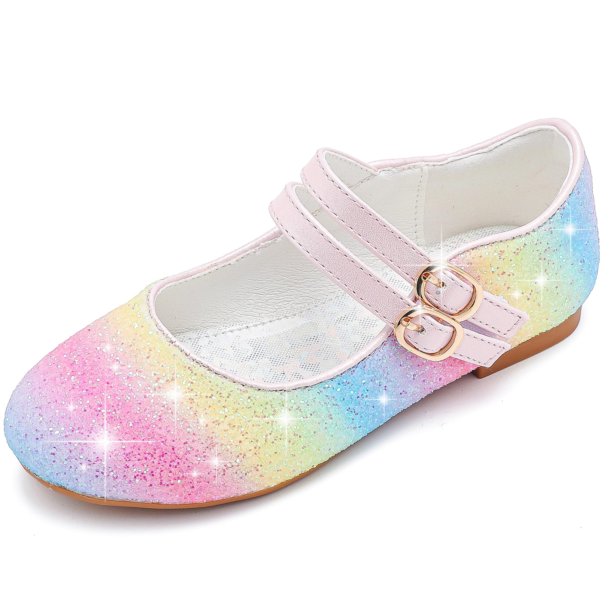 Snapklik.com : Parrosoo Girls Rainbow Dress Shoes Flower Girl Shoes ...