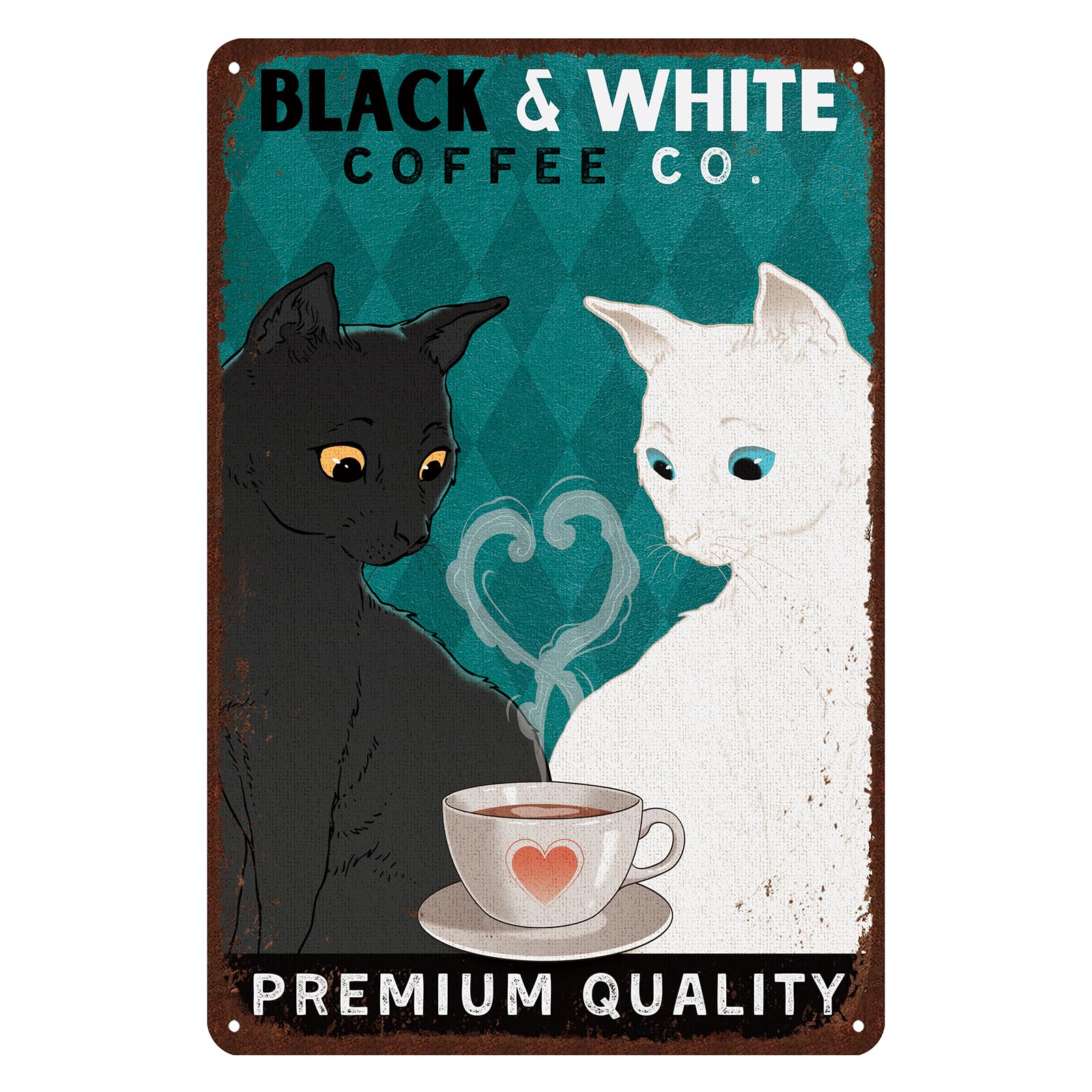 Amazon.com: Retro Cat Metal Sign Vintage Coffee Bar Tin Signs Funny ...