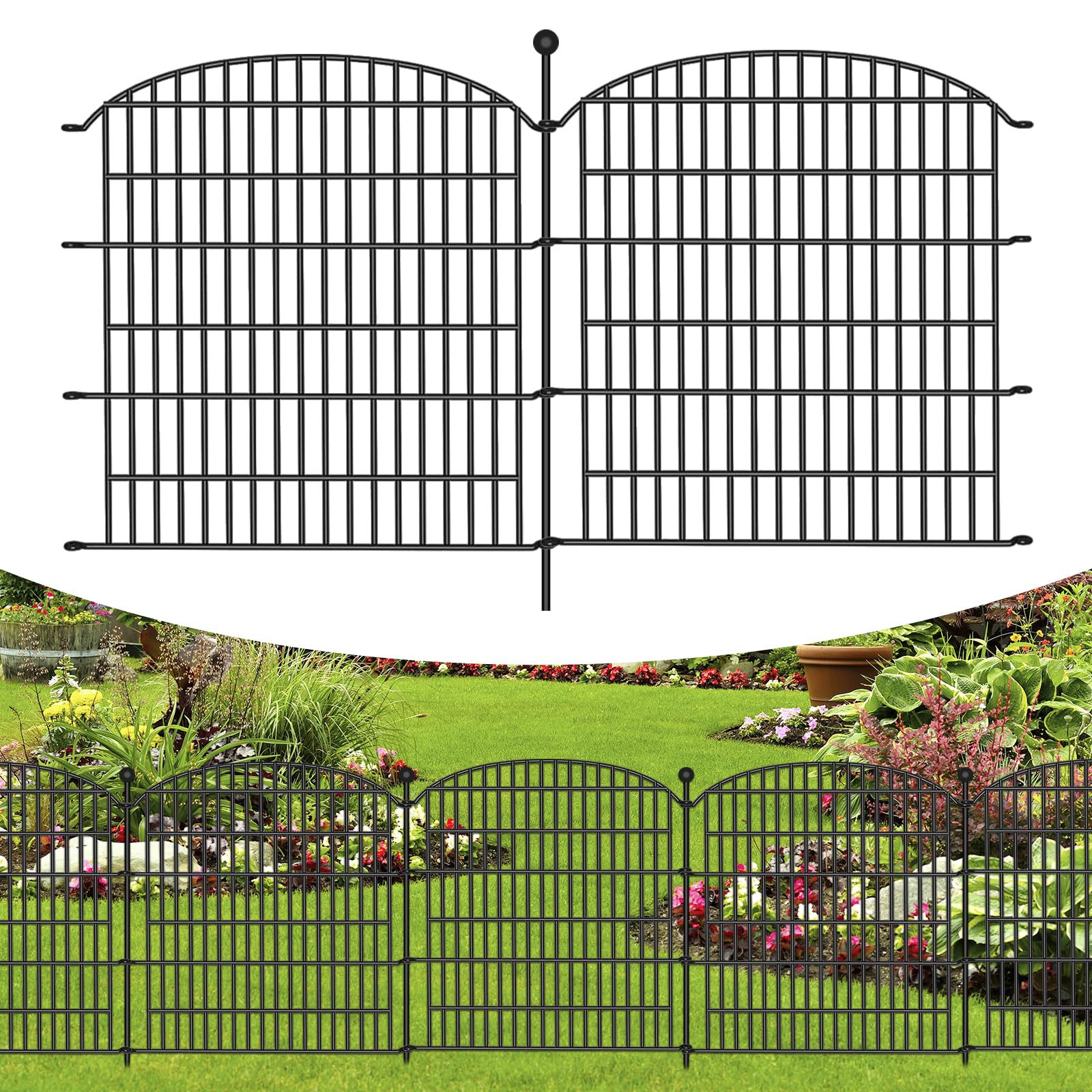 Decorative Garden Metal Fence 5 Pack, 32 in (H) x 11.8 ft (L) Arched ...