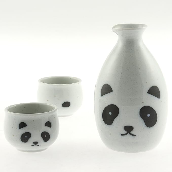 Amazon.com | Japanese Calligraphy Sake Set, 1:2 White Panda: Sake Sets