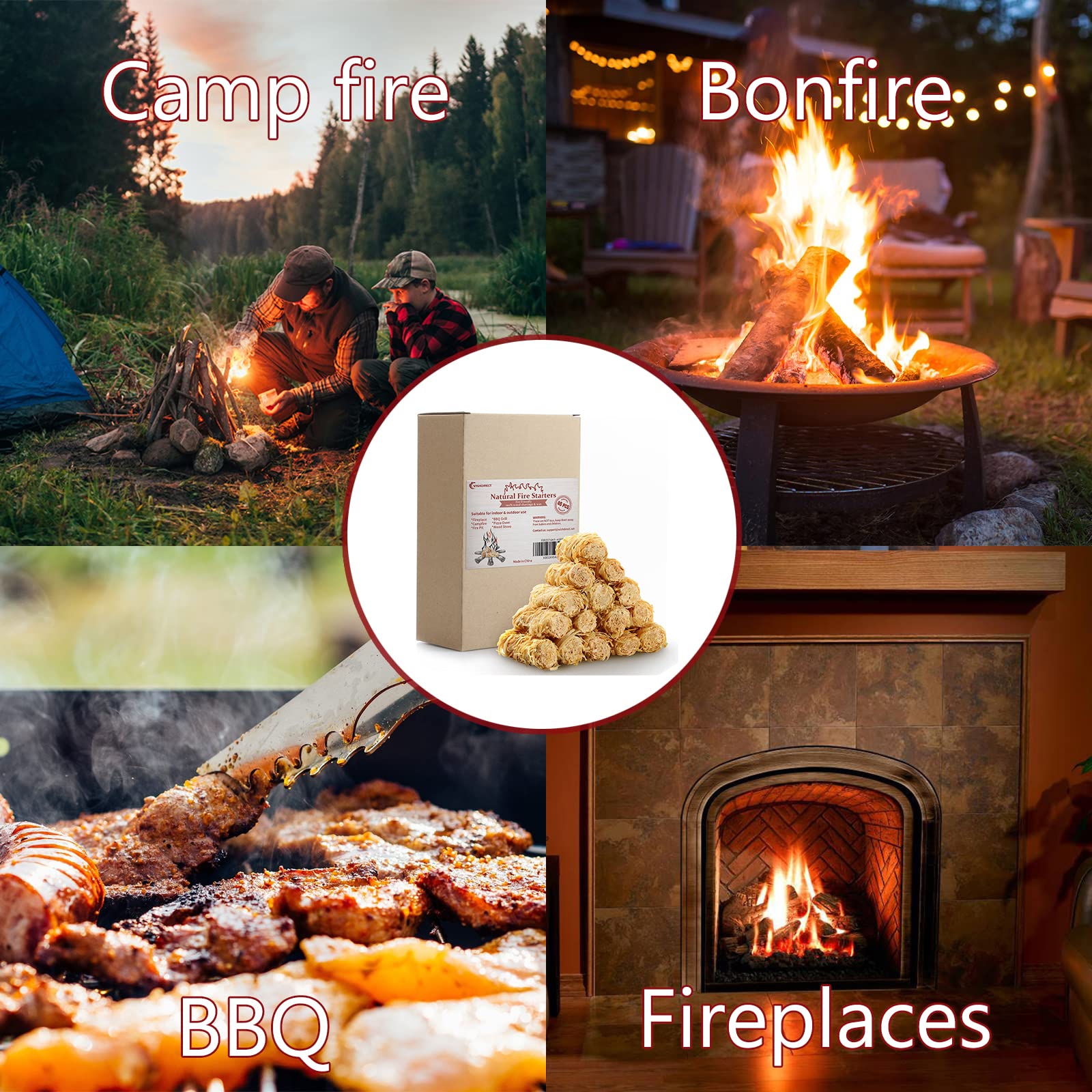 Snapklik.com : WishDirect 40 Pcs Fire Starters For Campfire, Fireplace ...
