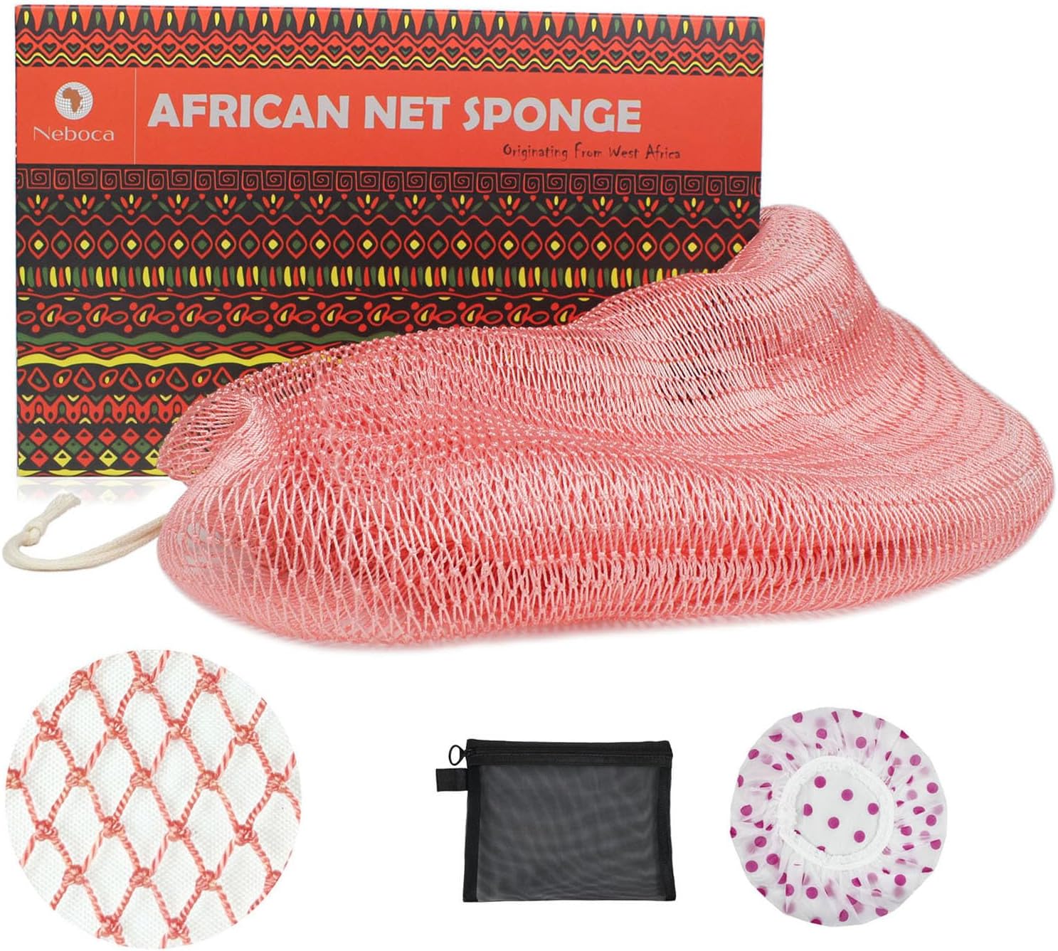 Amazon.com: African Net Sponge – Exfoliating Long Nylon Bath Cloth, 3 ...