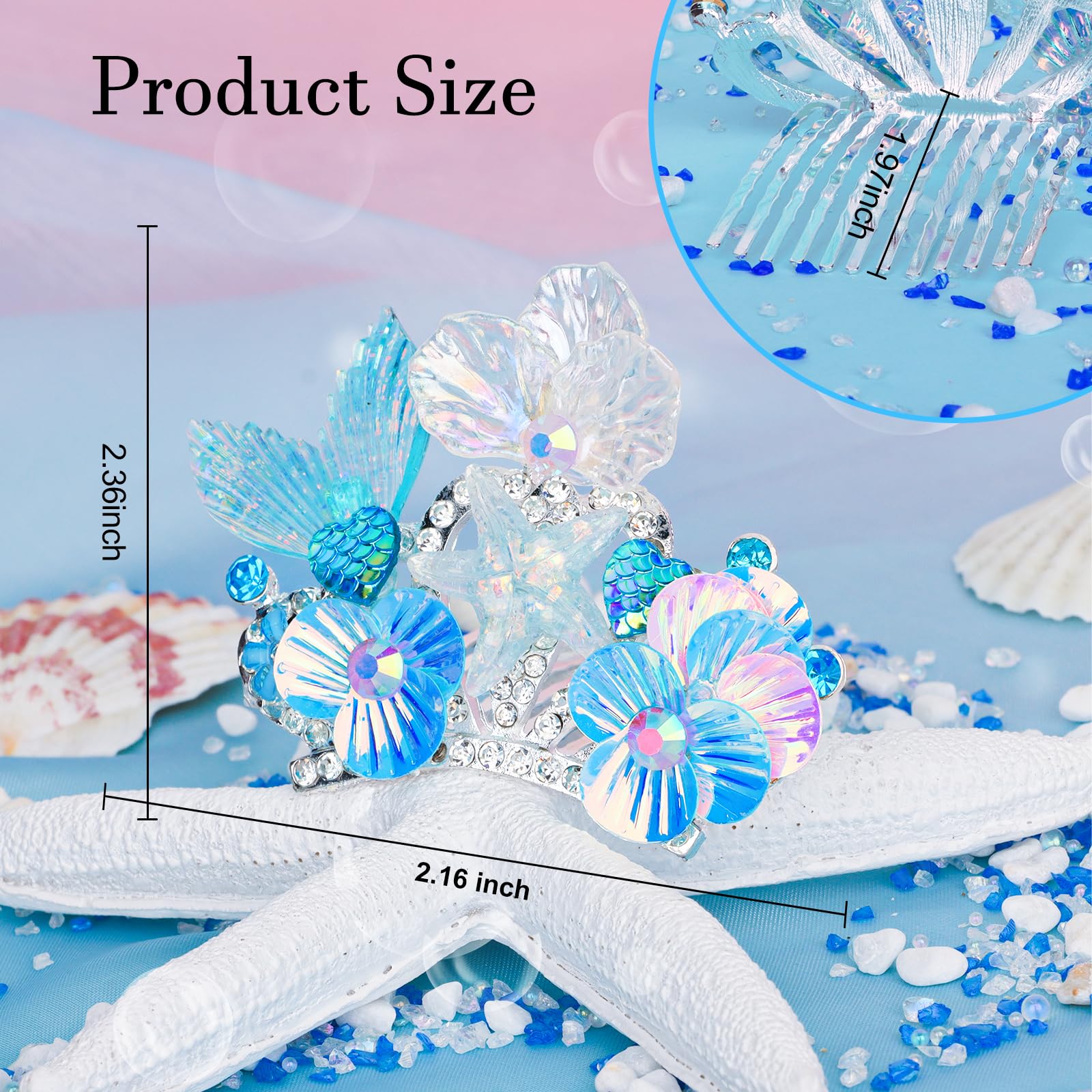 Snapklik.com : Small Mermaid Tiara Blue Mermaid Headpieces Mermaid ...