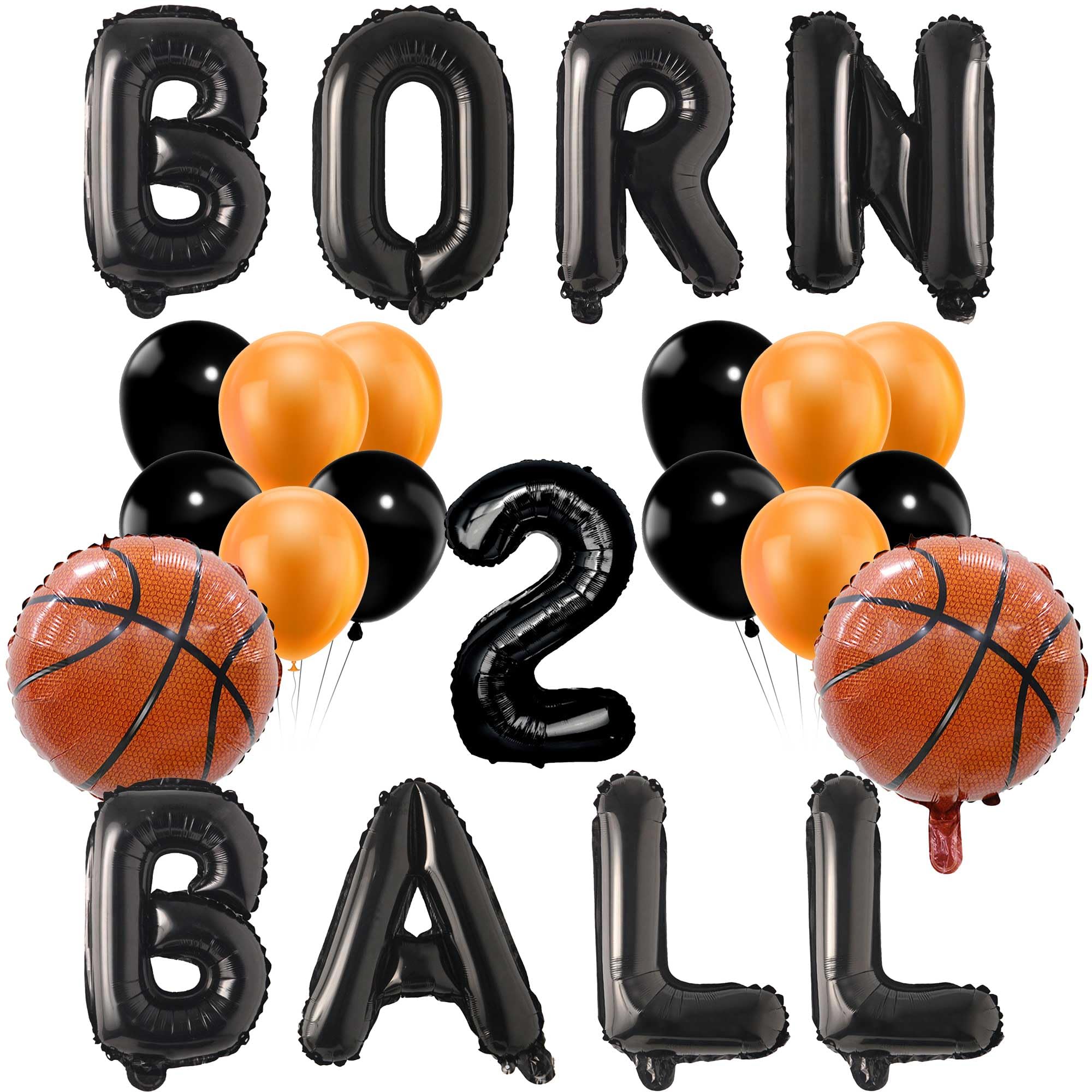 Amazon.com: 23 Pcs Born 2 Ball Birthday Decorations Basketball Balloons ...