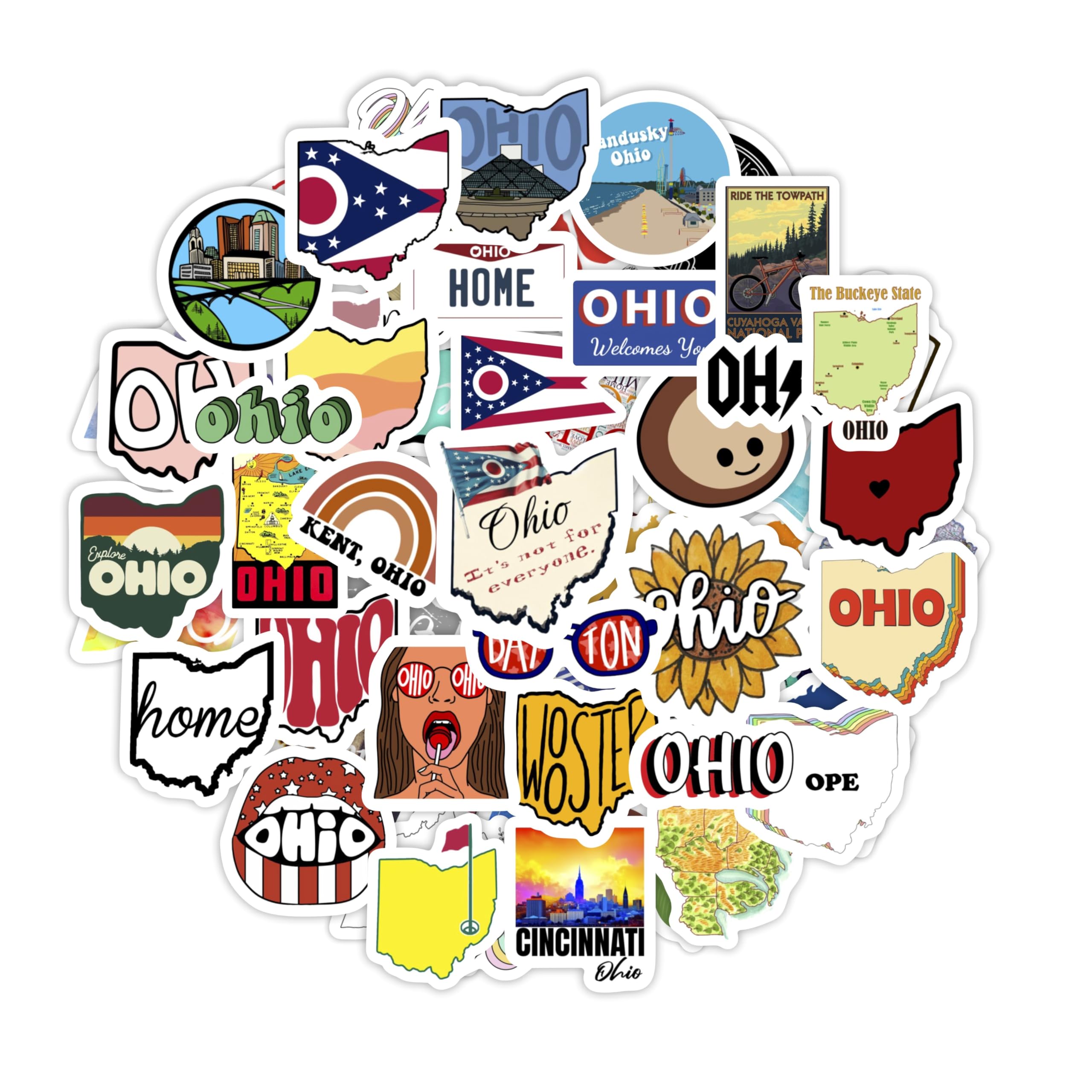 Amazon.com: 100Pcs Ohio Stickers for Water Bottle and Laptop - Ohio ...