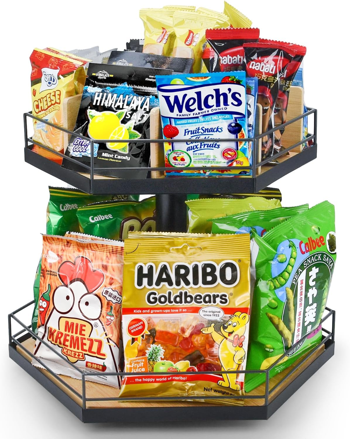 Amazon.com - 2 Tier Lazy Susan Snack Organizer, Rotating Snack Holder ...