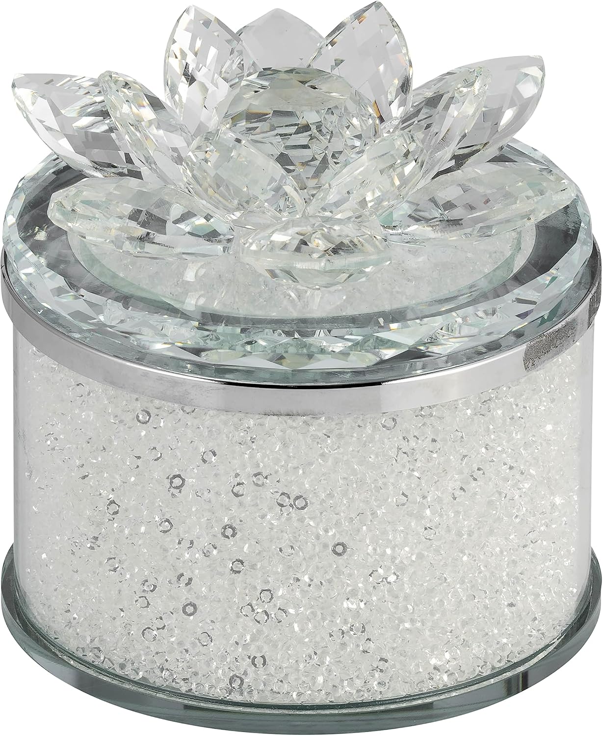 Amazon.com: 4" Round Lotus Storage Box, Frosted Clear Crystal and Metal ...