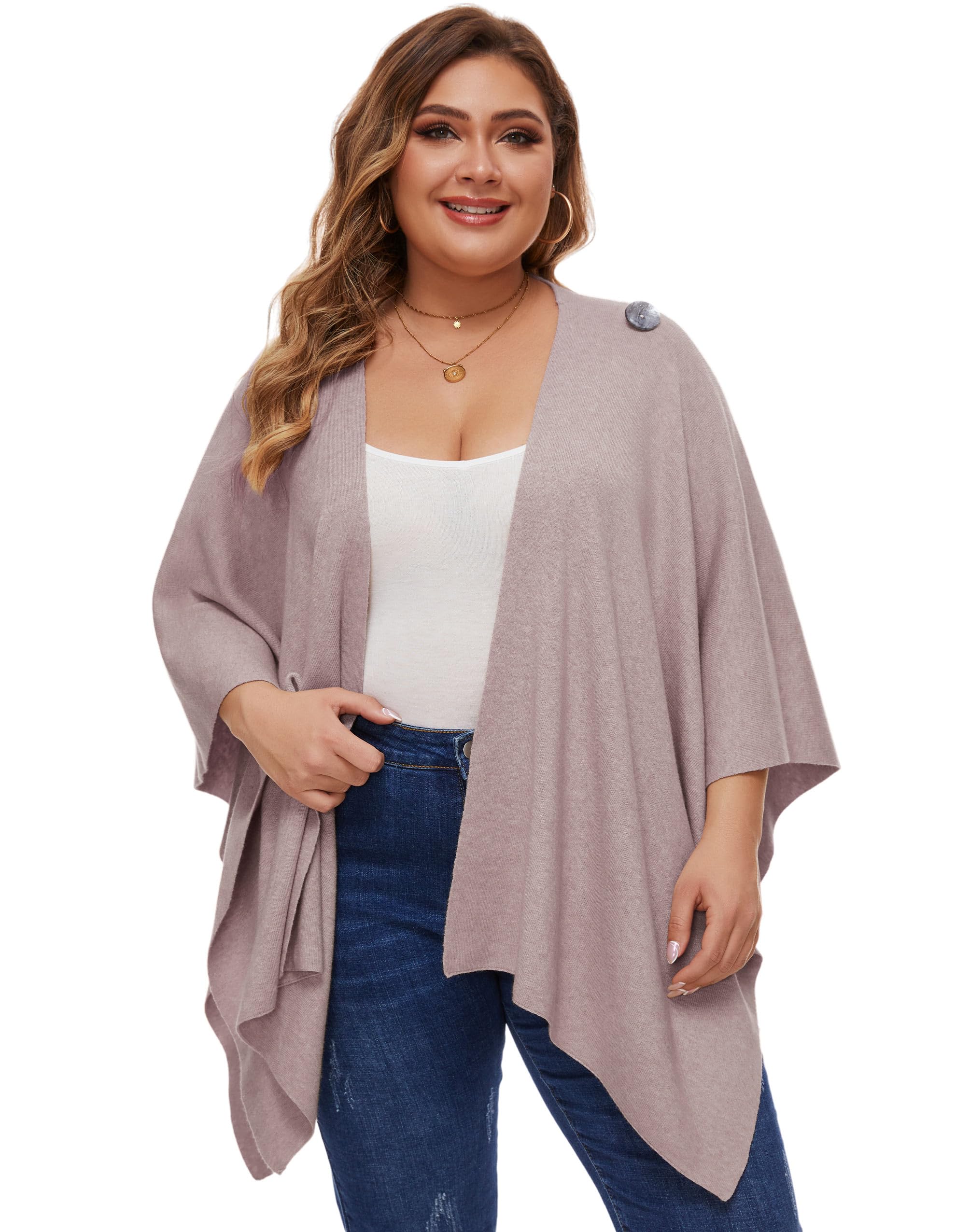 Snapklik.com : Women Elegant Plus Size Shawl Wrap Oversize Button ...