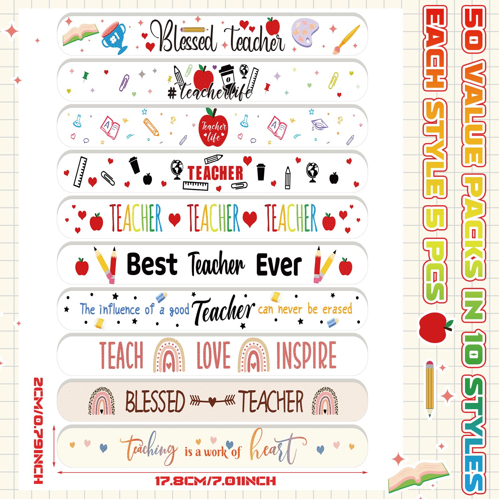 Snapklik.com : 50 Pack Teachers Day Appreciation Gifts Bulk Mini Nail ...