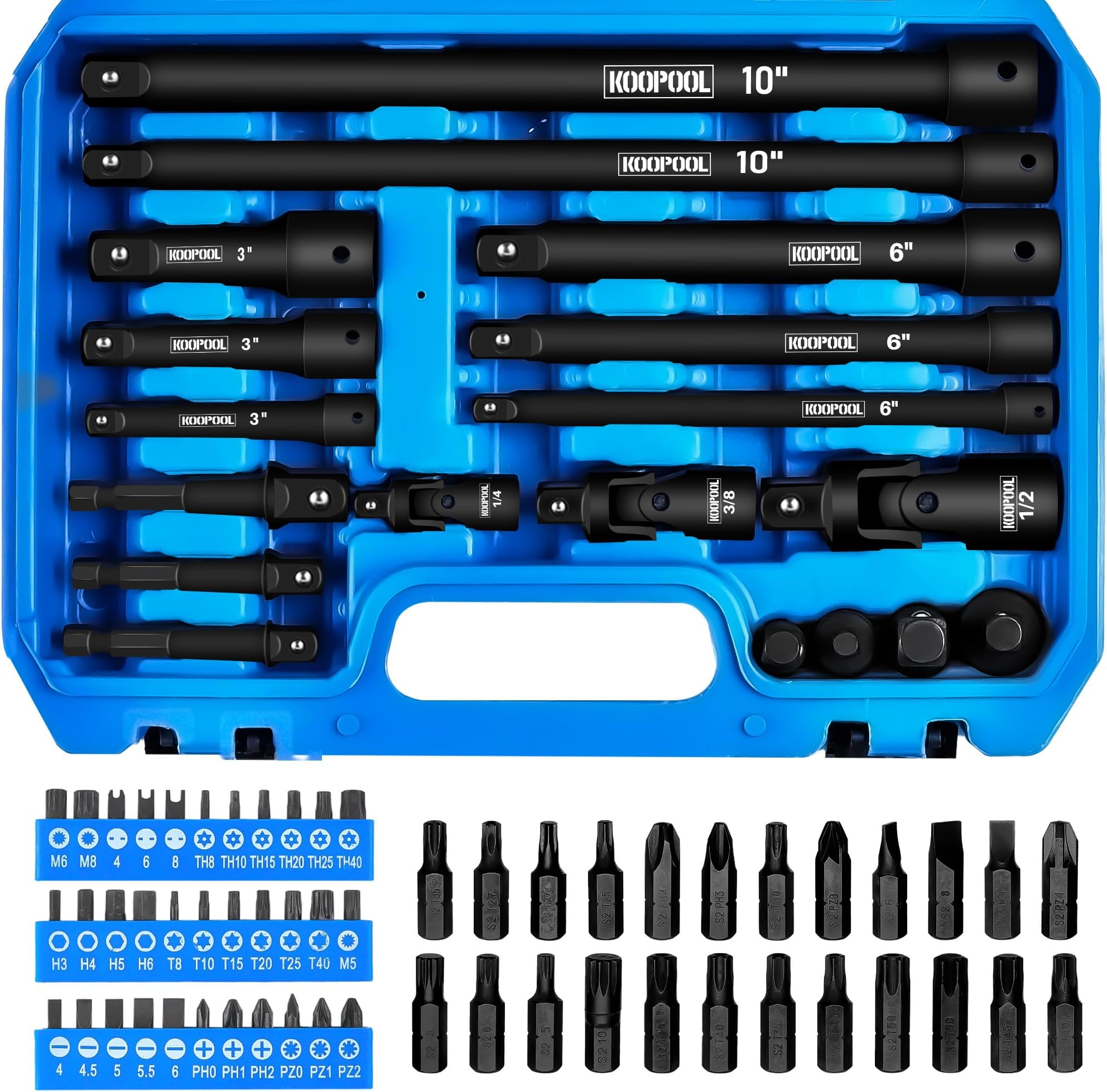 Amazon.com: THINKWORK 18 Pieces Impact Swivel Socket Adapter Set, 1/4 ...