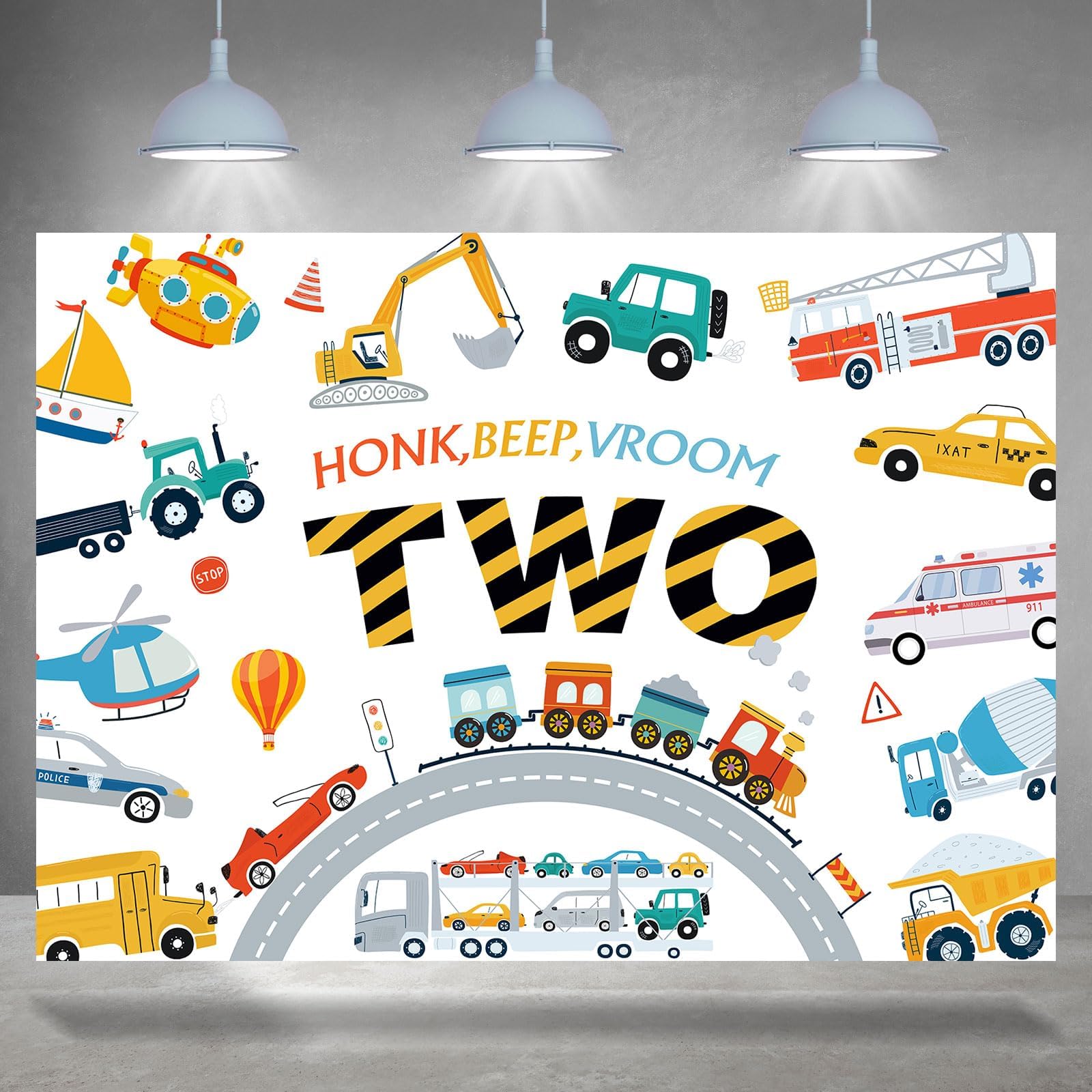 Amazon.com : Rsuuinu Transportation Theme 2nd Birthday Backdrop for ...