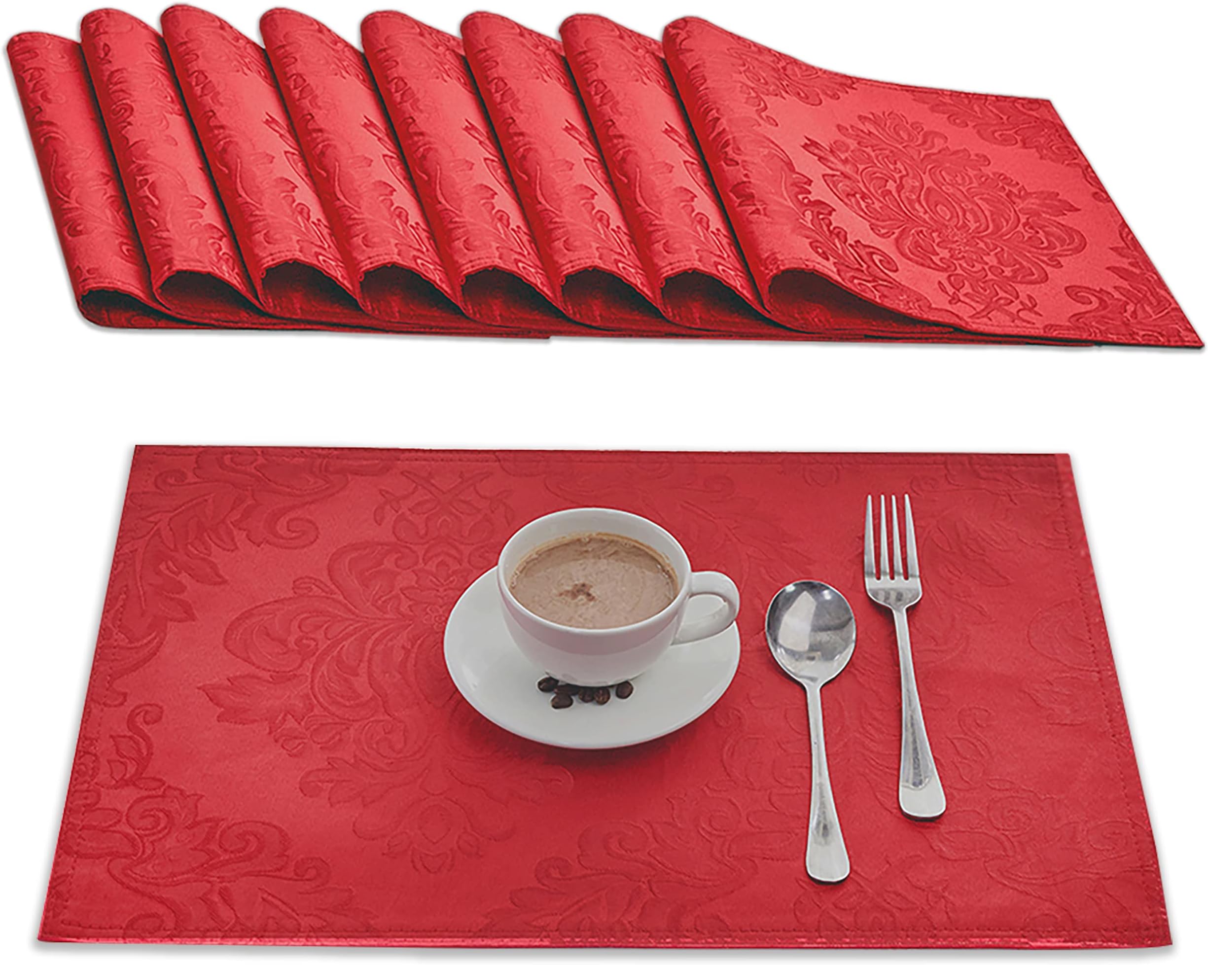Amazon.com: Gugrida Placemats Set of 6 Solid Red Placemat for Dining ...