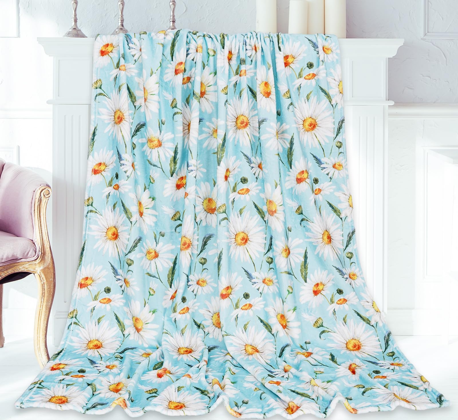 Amazon.com: JarThenaAMCS Floral Fuzzy Blanket Watercolor Daisy Flowers ...