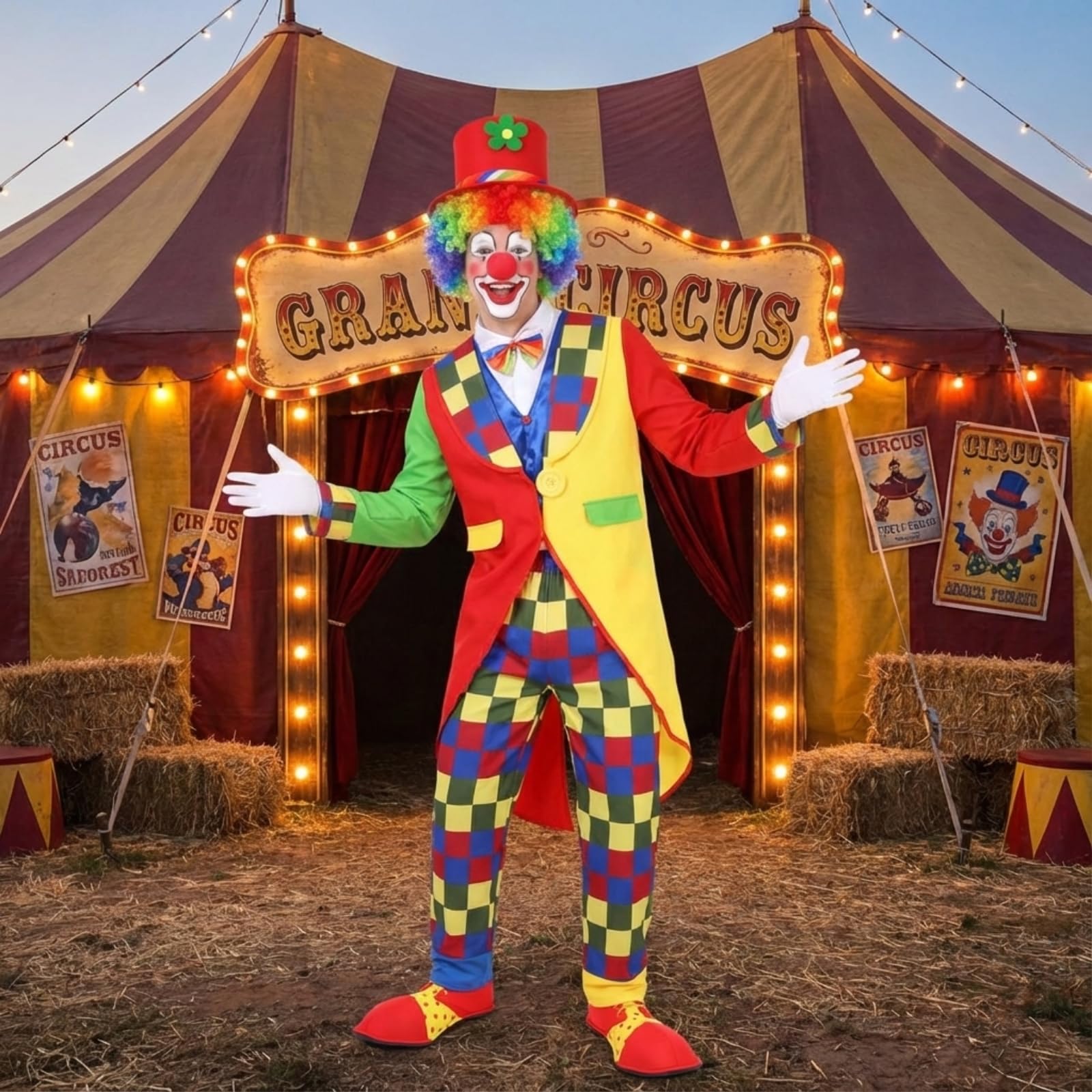Snapklik.com : Yahenda 7 Pcs Clown Costume Set Halloween Cosplay Clown ...