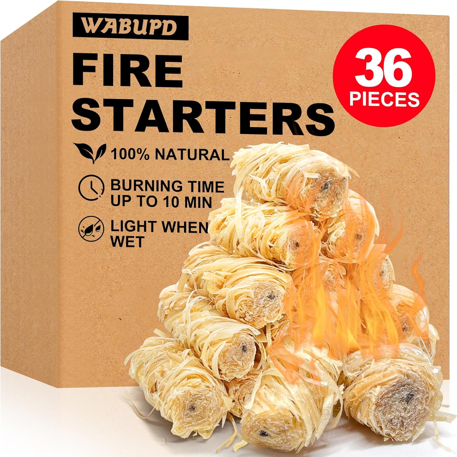 Amazon.com : WABUPD 36 Pcs Fire Starter - Natural Fire Starters for ...