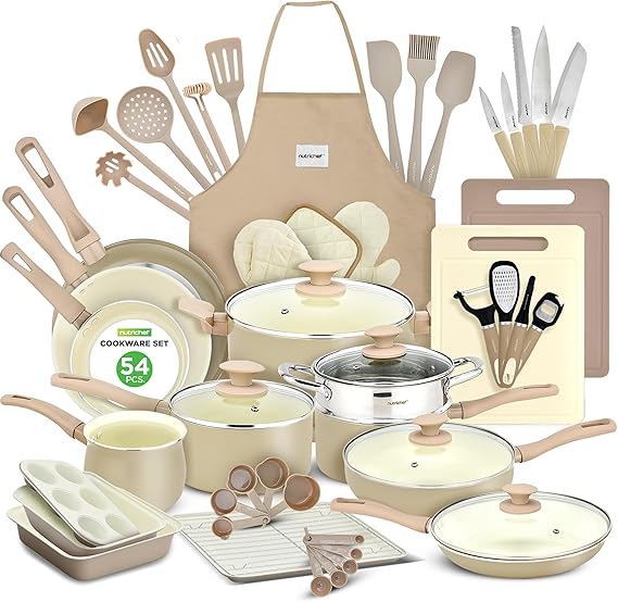 Amazon.com: Nutrichef 54-Piece Marble Non-Stick Cookware and Bakeware ...