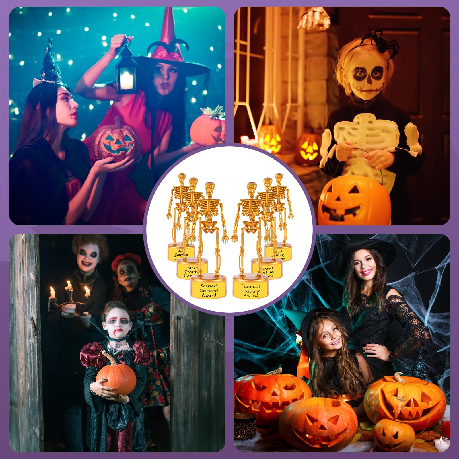 Snapklik.com : 6pcs Halloween Best Costume Skeleton Trophy, Gold Skull ...