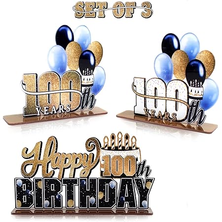 Amazon.com: Big Dot of Happiness Adult 100th Birthday - Gold - Table ...