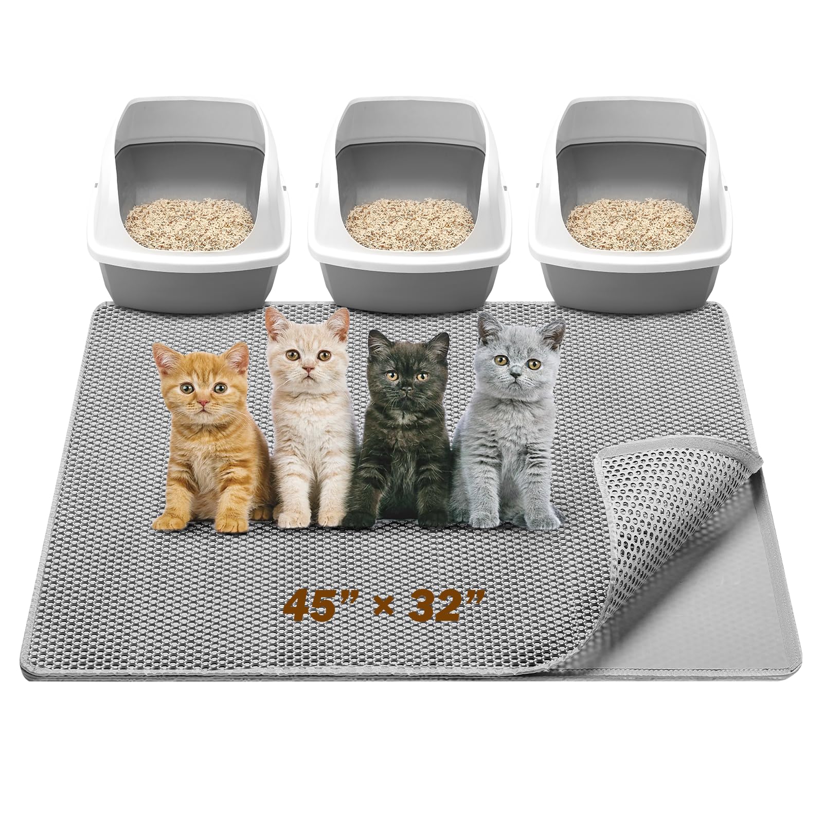 Amazon.com : TidyNuts Cat Litter Mat,45"x32"Large Cat Litter Mat Litter ...