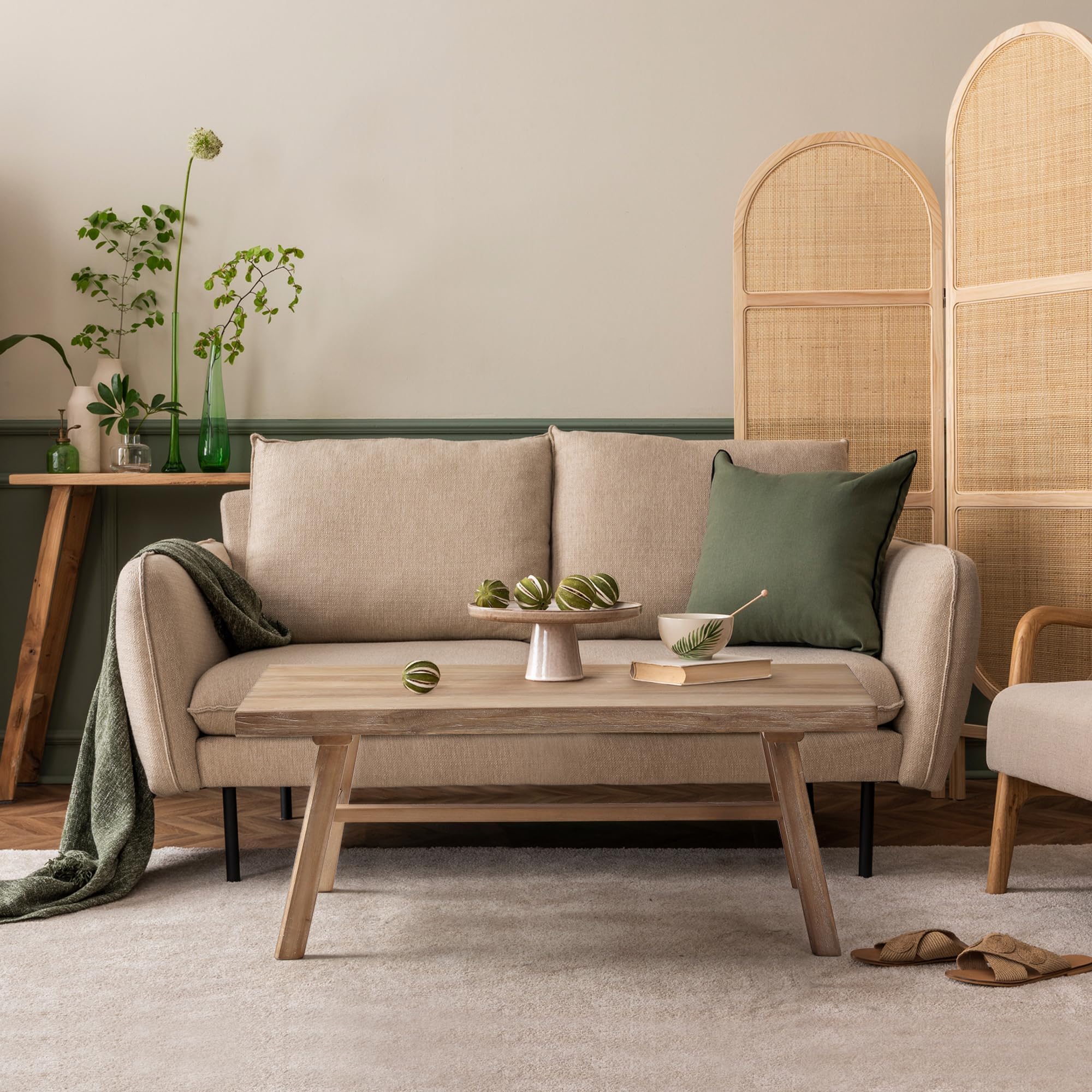 Snapklik.com : Wnutrees 43" Farmhouse Solid Wood Coffee Table