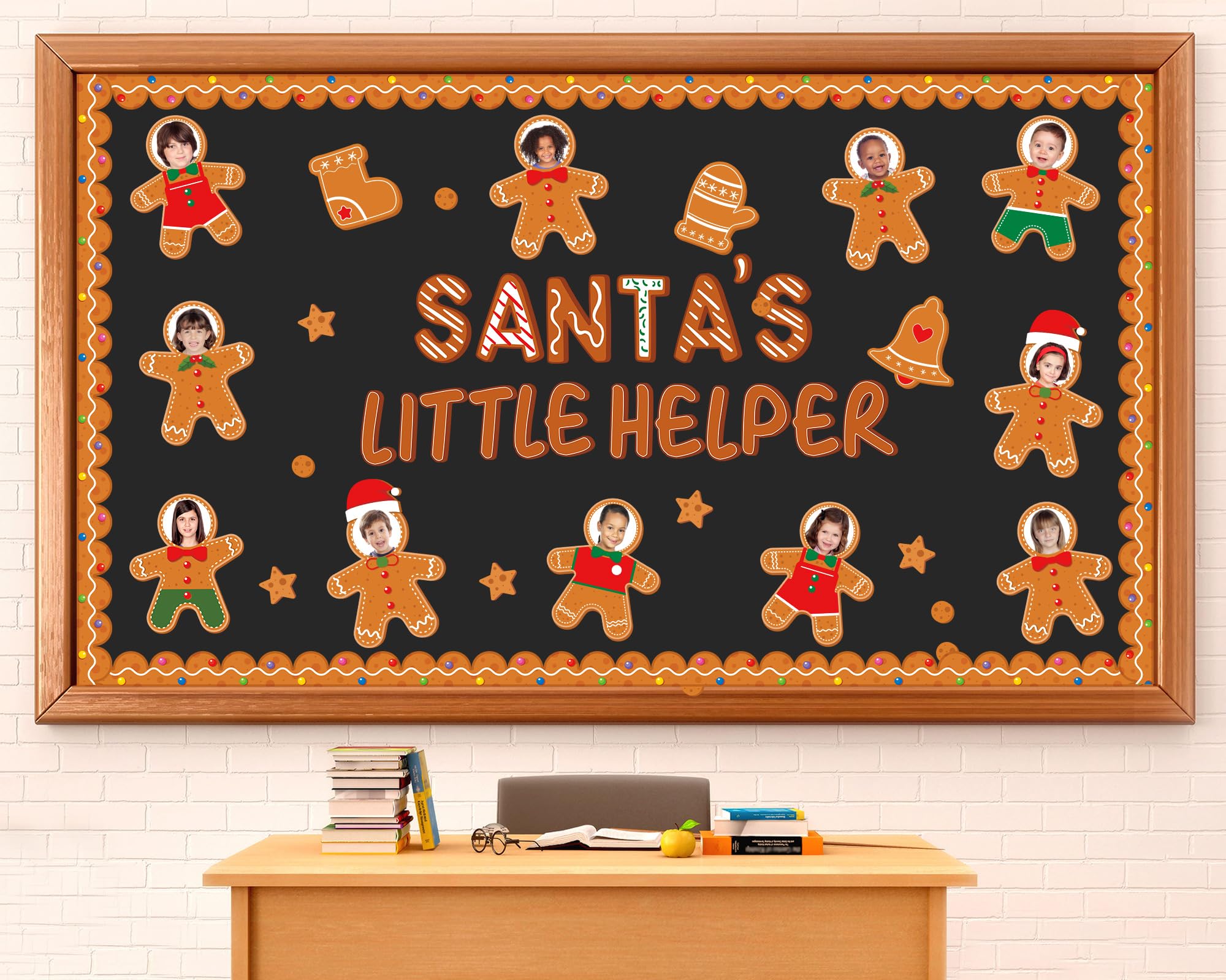 Amazon.com: QOUBAI Christmas Bulletin Board Decoration Xmas Gingerbread ...