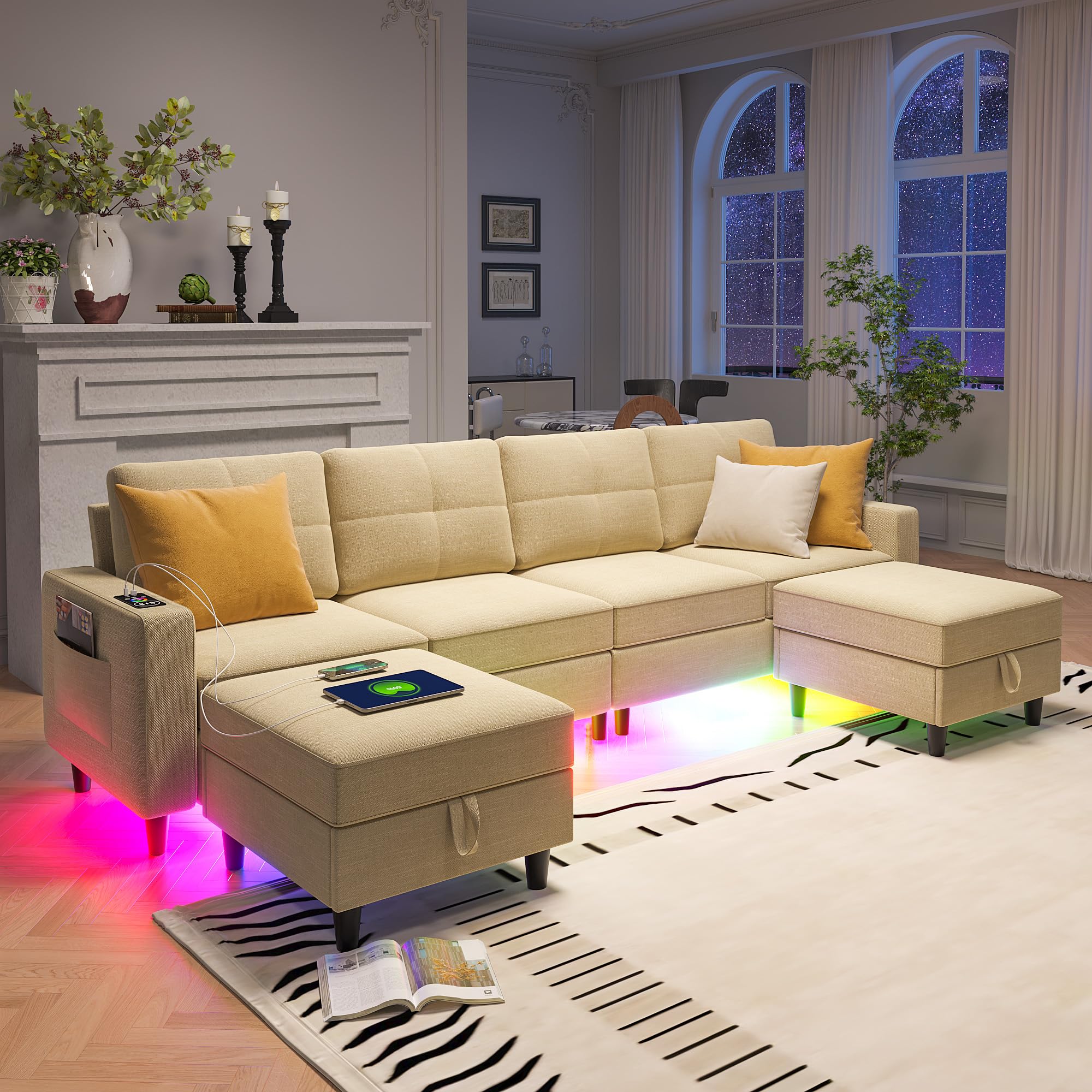 Amazon.com: SKKTKT LED Sectional Couches for Living Room, Modular ...