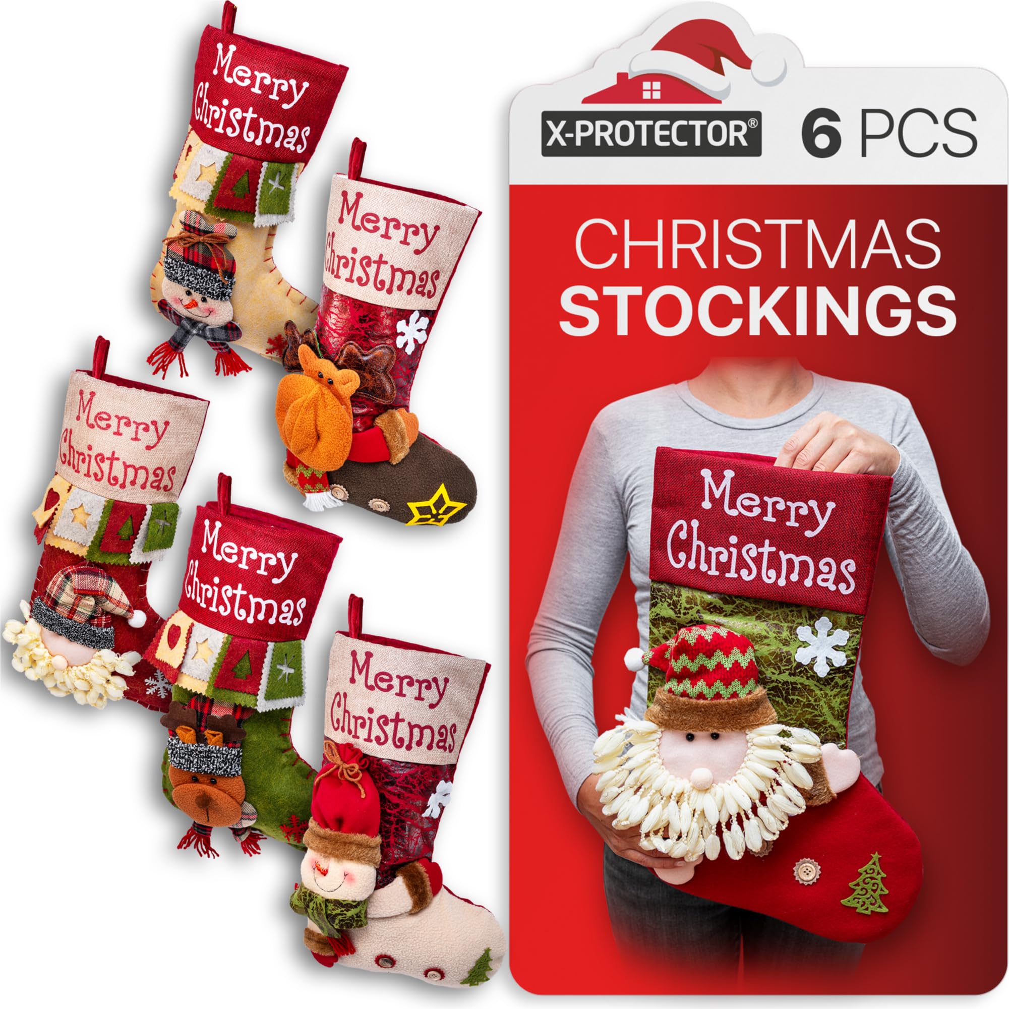 Amazon.com: X-Protector Christmas Stockings Set of 6 - Each Christmas ...