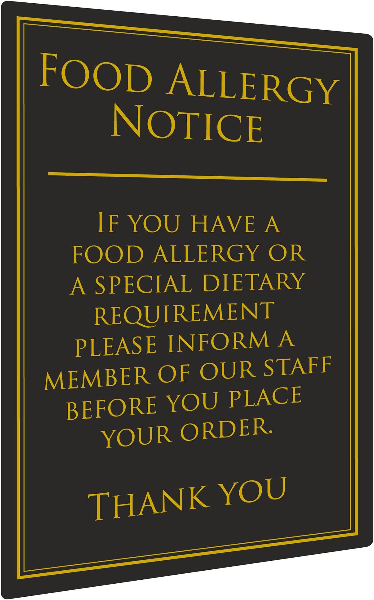 bar@drinkstuff Food Allergy Notice 260 x 170mm - 1.5mm Plastic Wall ...