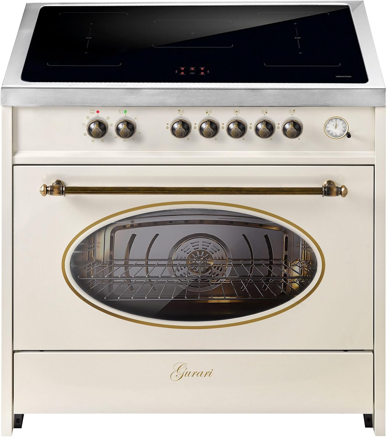 GURARI Cuisinière à induction E 913 RU CR Retro Range Cooker 90 cm/Flex ...