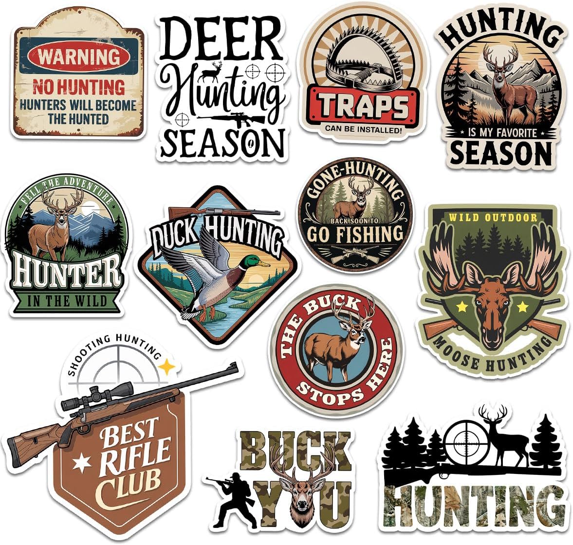Amazon.com: 12pcs Hunting Stickers Pack for Hunters, Outdoorsmen ...