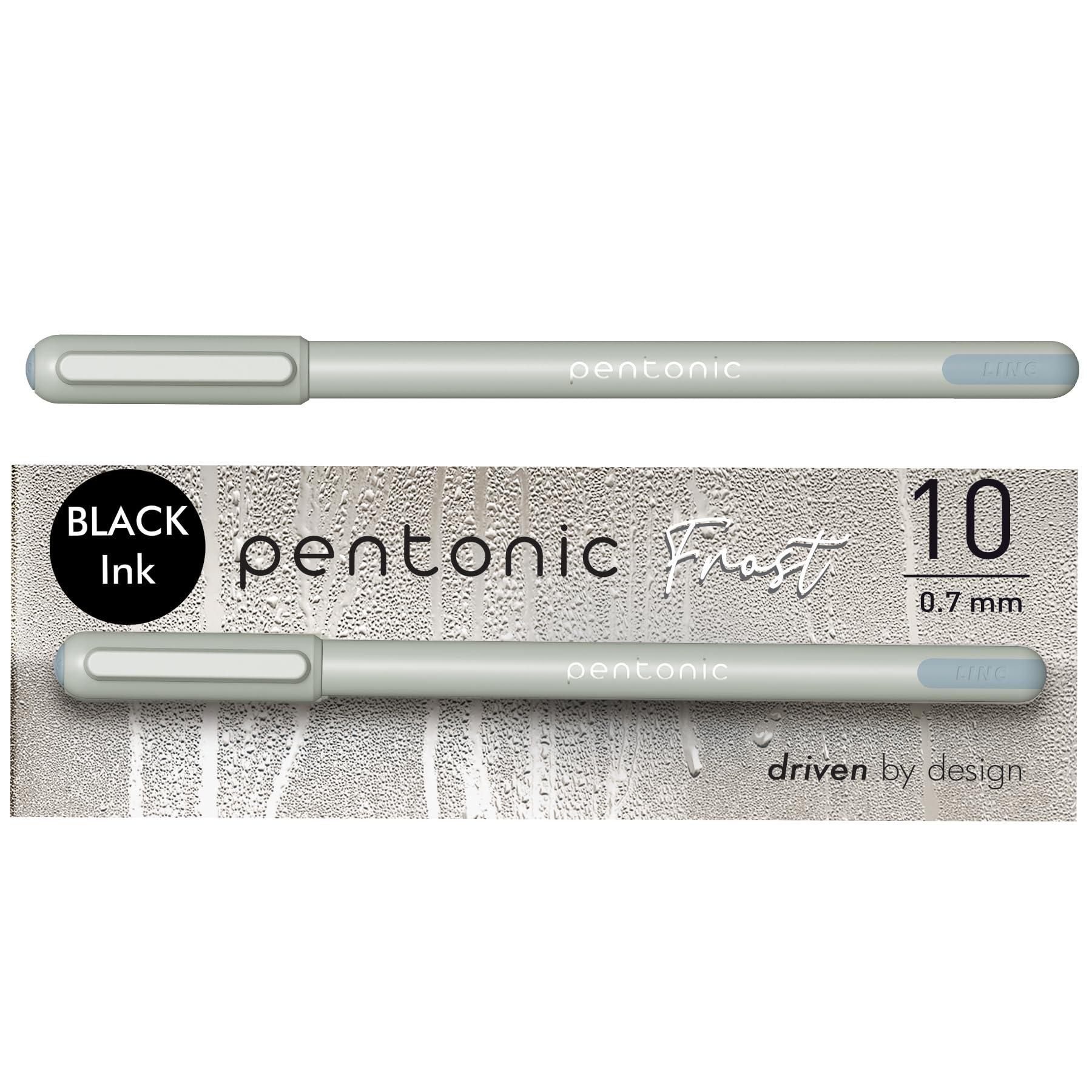 Pentonic Ballpoint Pens, 10 Count, Frosted Pale Gray Barrel with Black ...