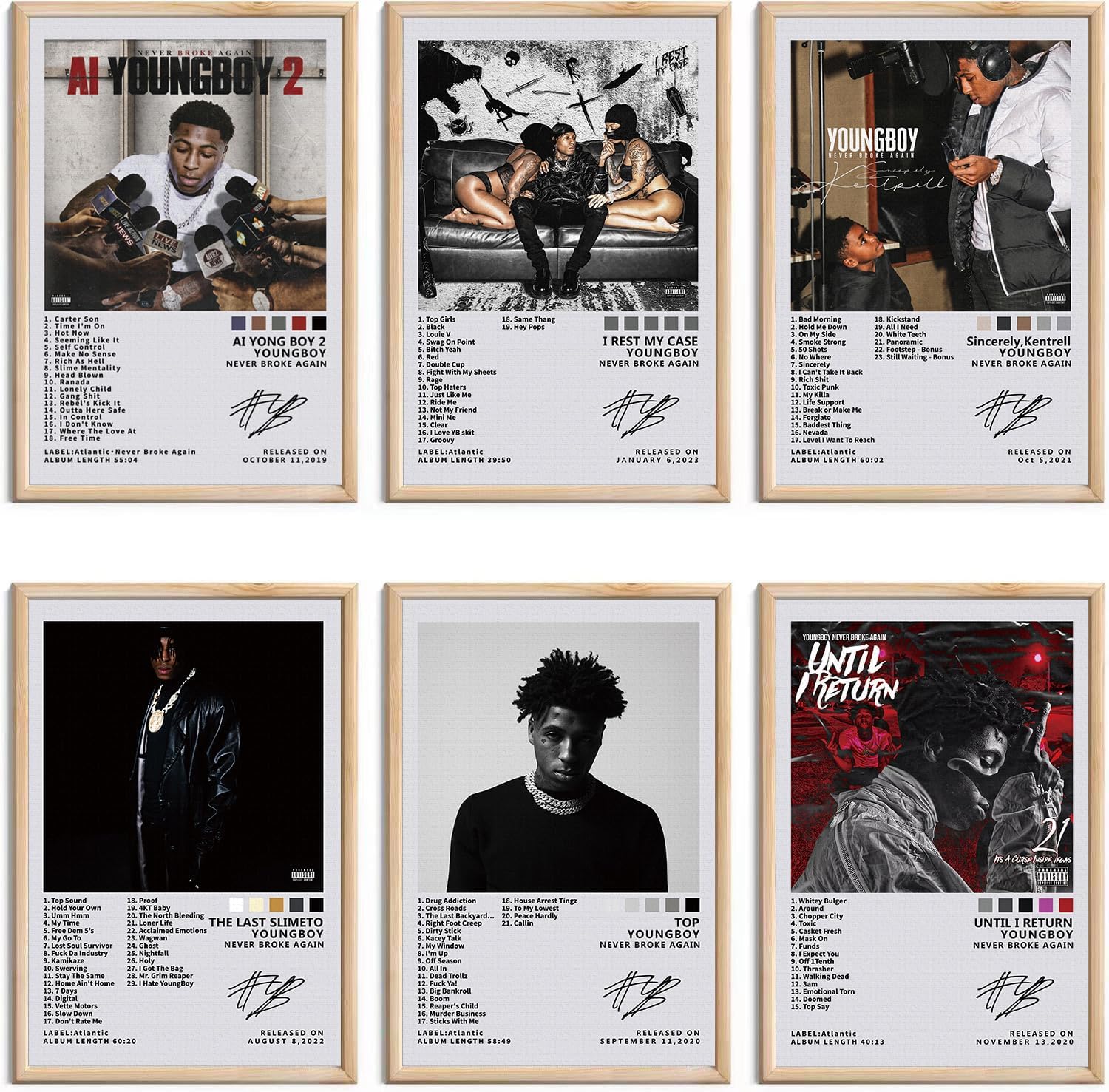 Nba Youngboy Signed Limited Posters Canvas Wall Art Prints Set of 6 for ...