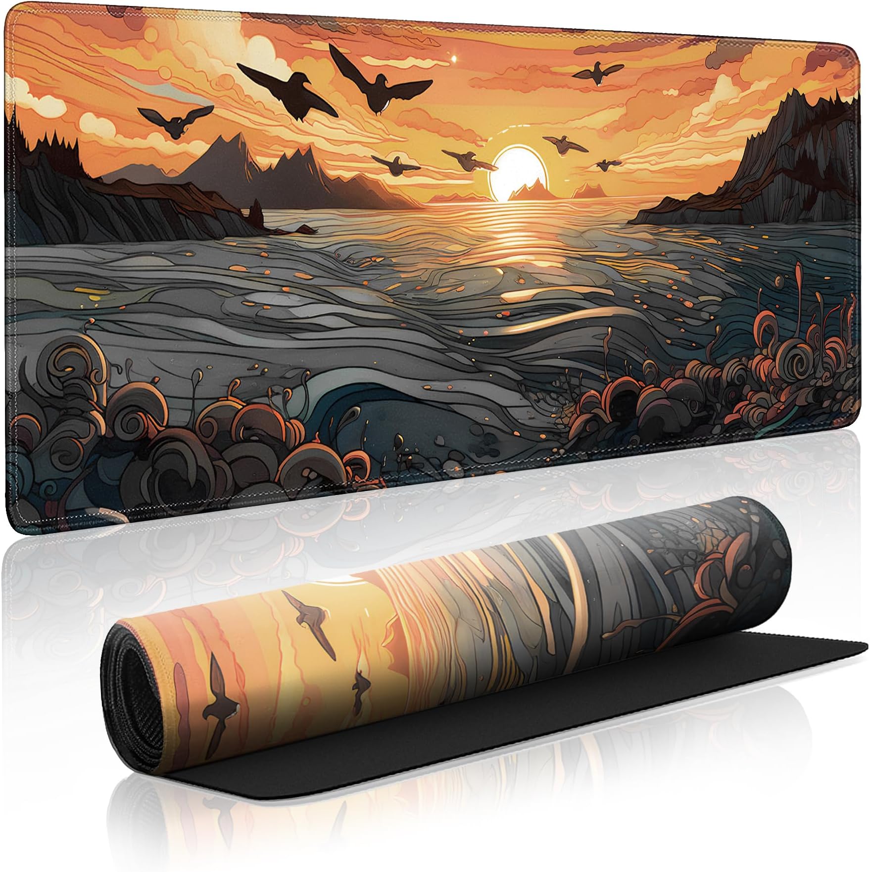 Amazon.com: Japanese Sea Waves Large Gaming Mouse Pad,Anime Mouse Pad ...